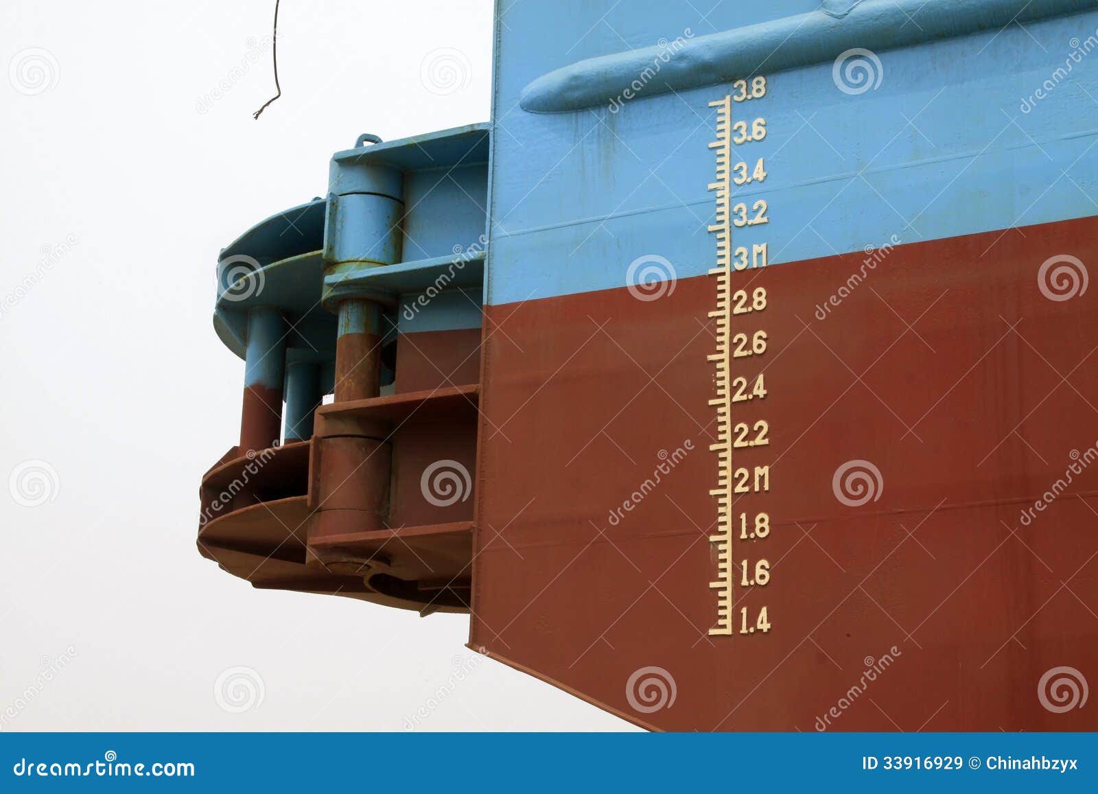Plimsoll Mark On Blue Rustproof Steel Hull Surface Of Large Vessel With ...