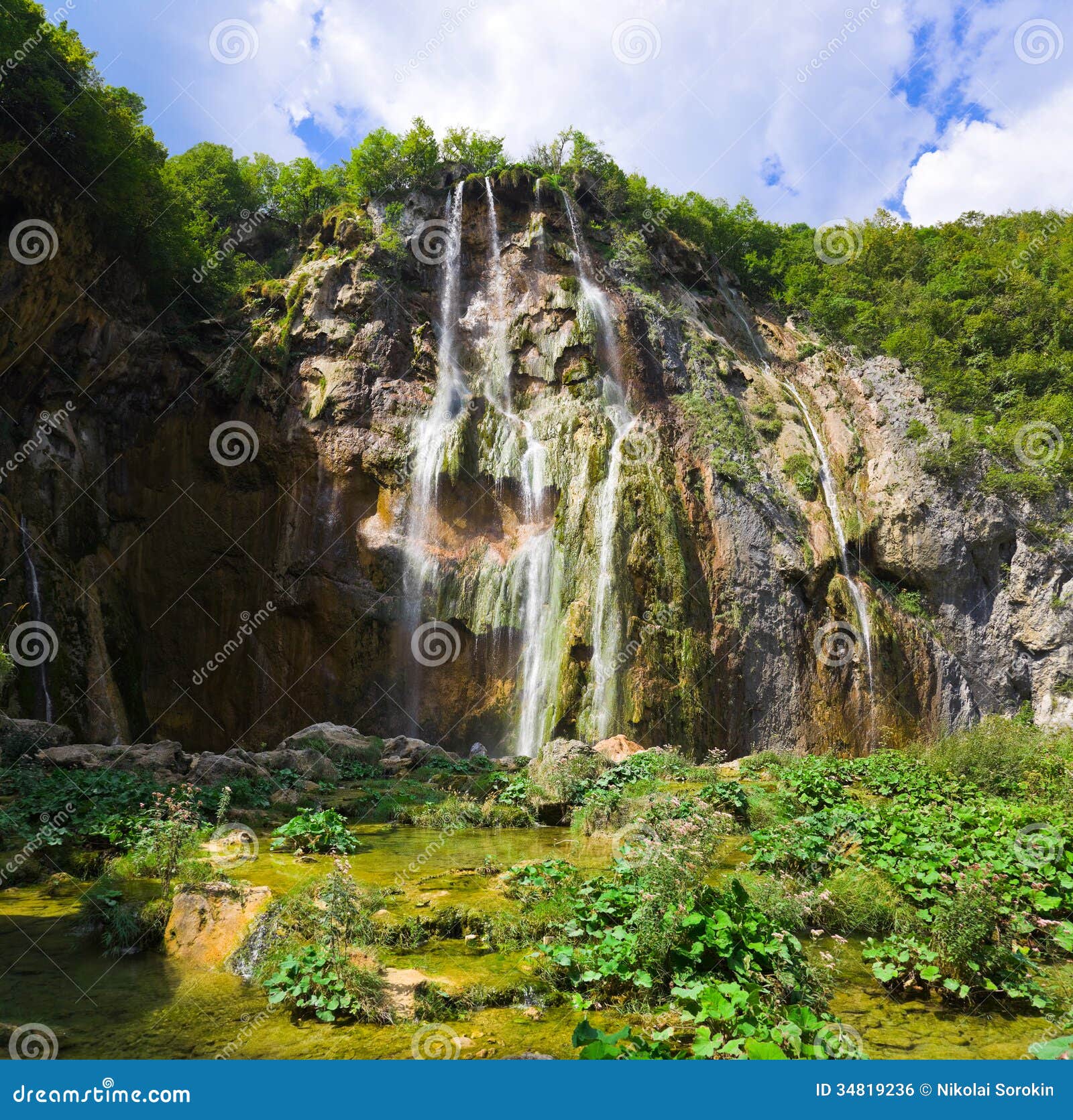 Plitvice Waterfall in Croatia Stock Photo - Image of plant, mountains ...
