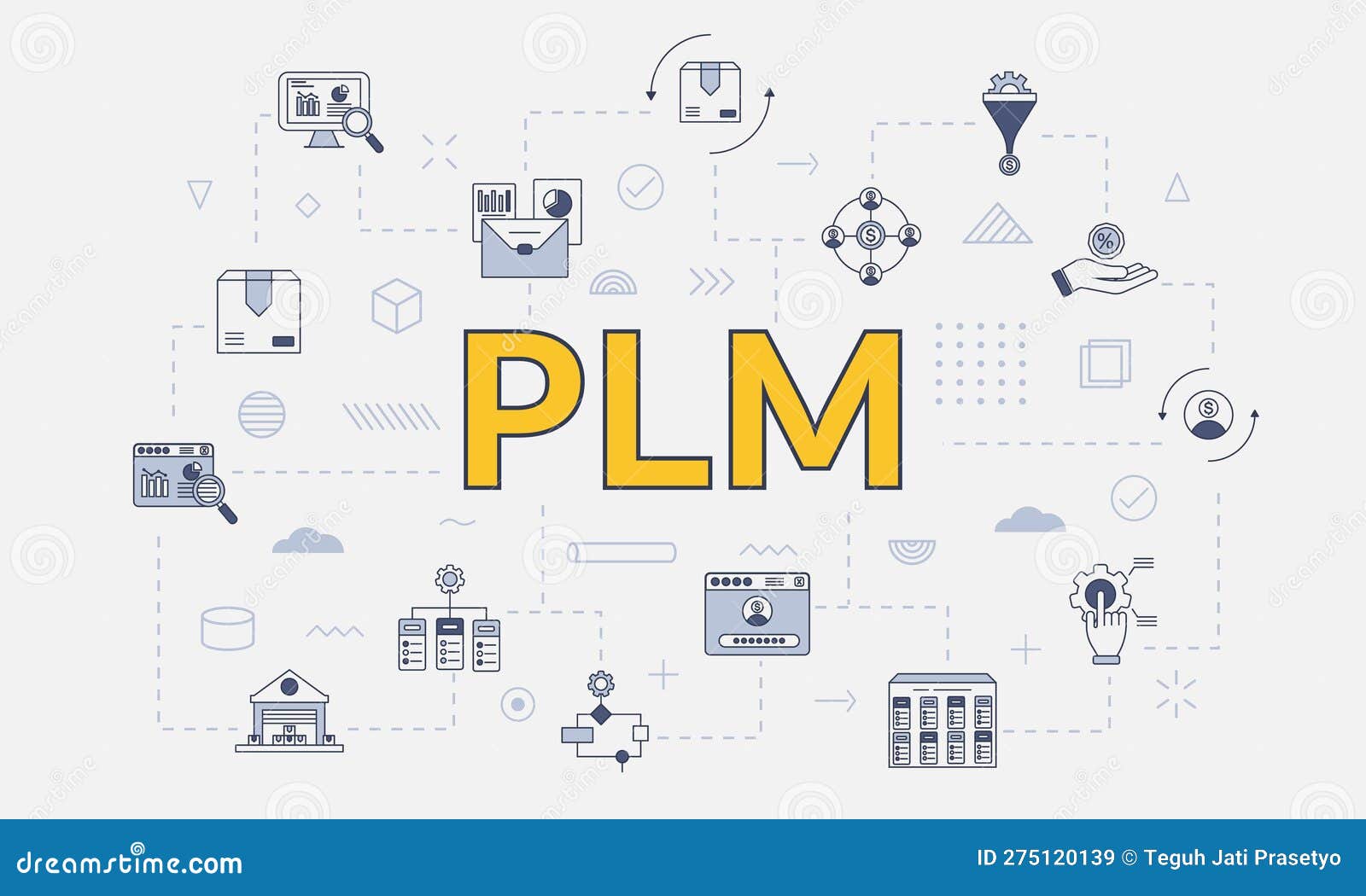 Plm Concept with Icon Set with Big Word or Text on Center Stock ...
