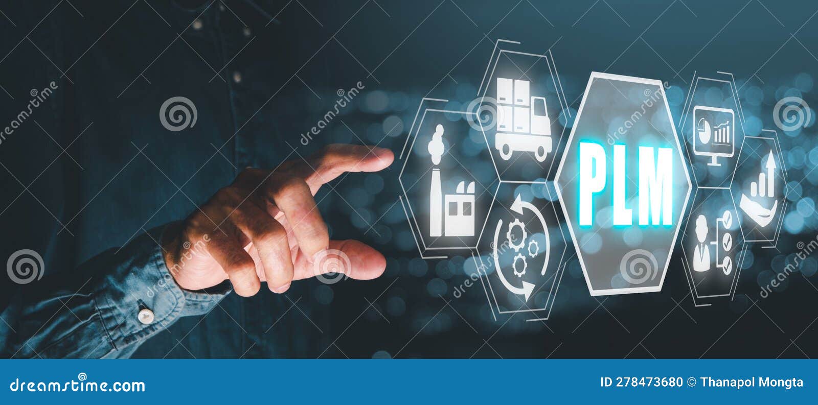 Business Person Hand Touching Product Lifecycle Management Icon on ...