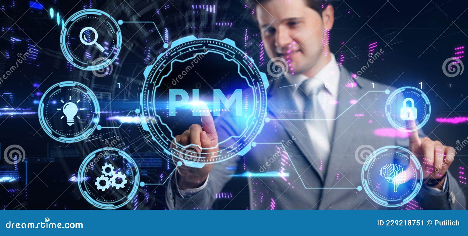 PLM Product Lifecycle Management System Technology Concept. Technology ...