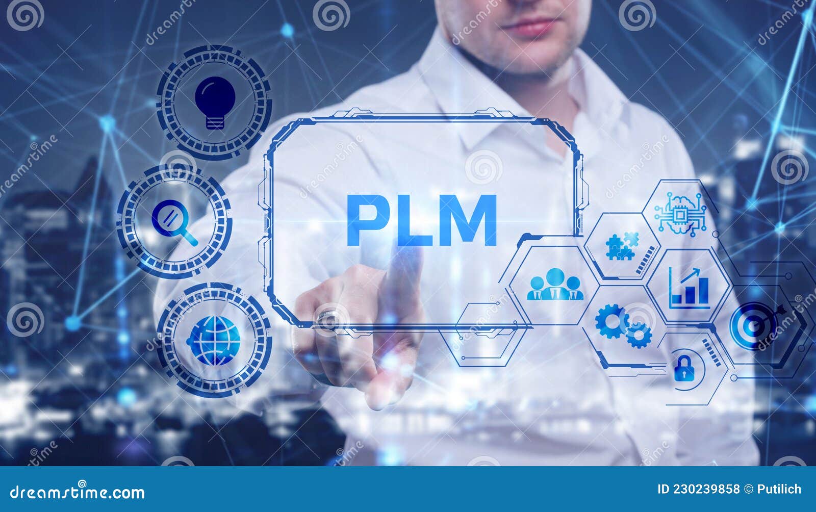 PLM Product Lifecycle Management System Technology Concept. Technology ...