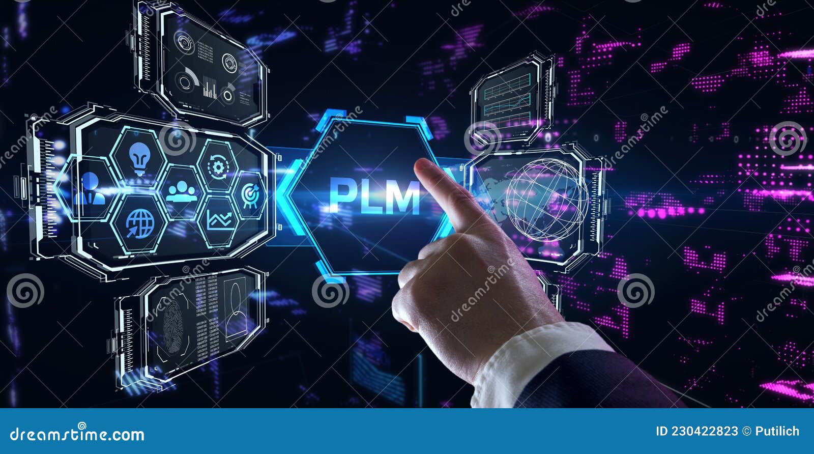 PLM Product Lifecycle Management System Technology Concept. Technology ...