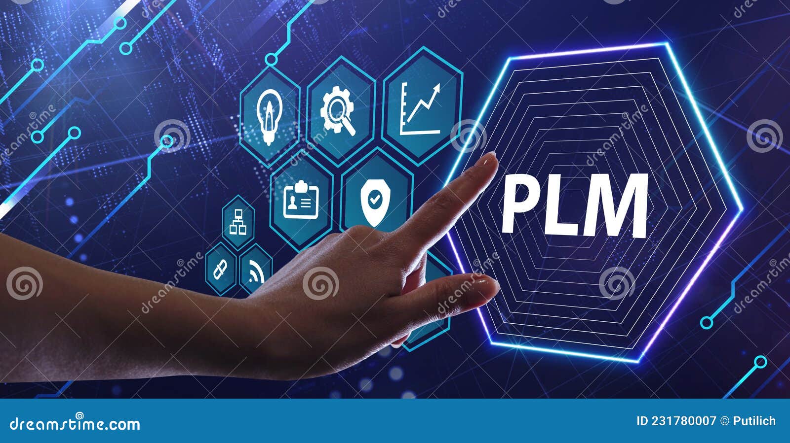 PLM Product Lifecycle Management System Technology Concept. Technology ...