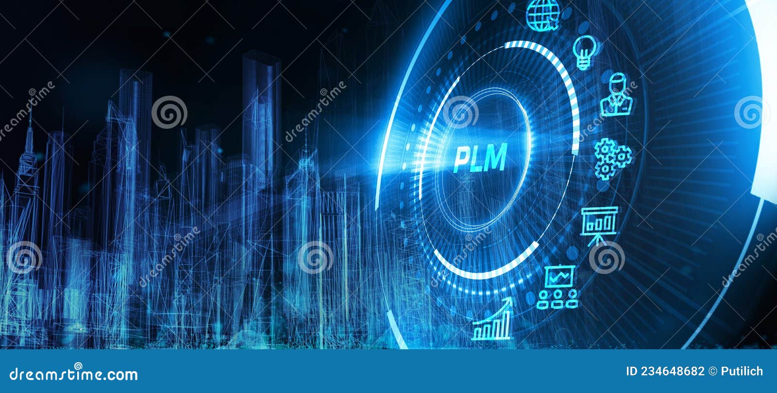 PLM Product Lifecycle Management System Technology Concept. Technology ...