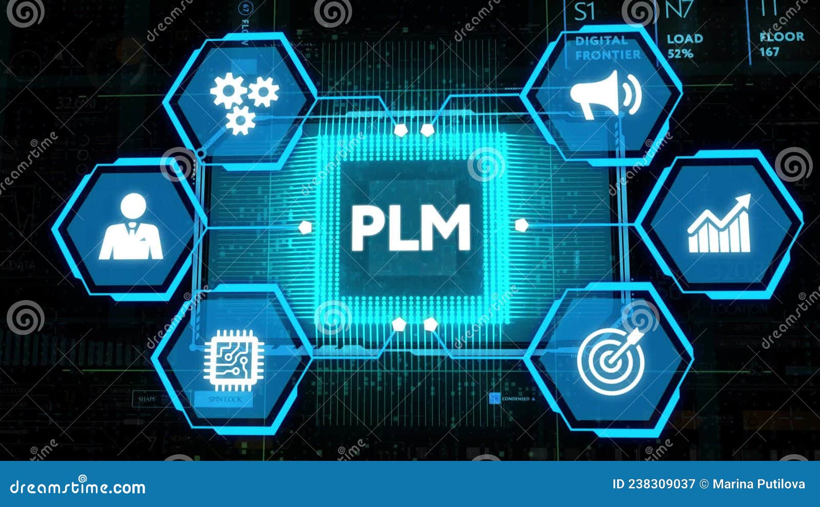 PLM Product Lifecycle Management System Technology Concept. Technology ...