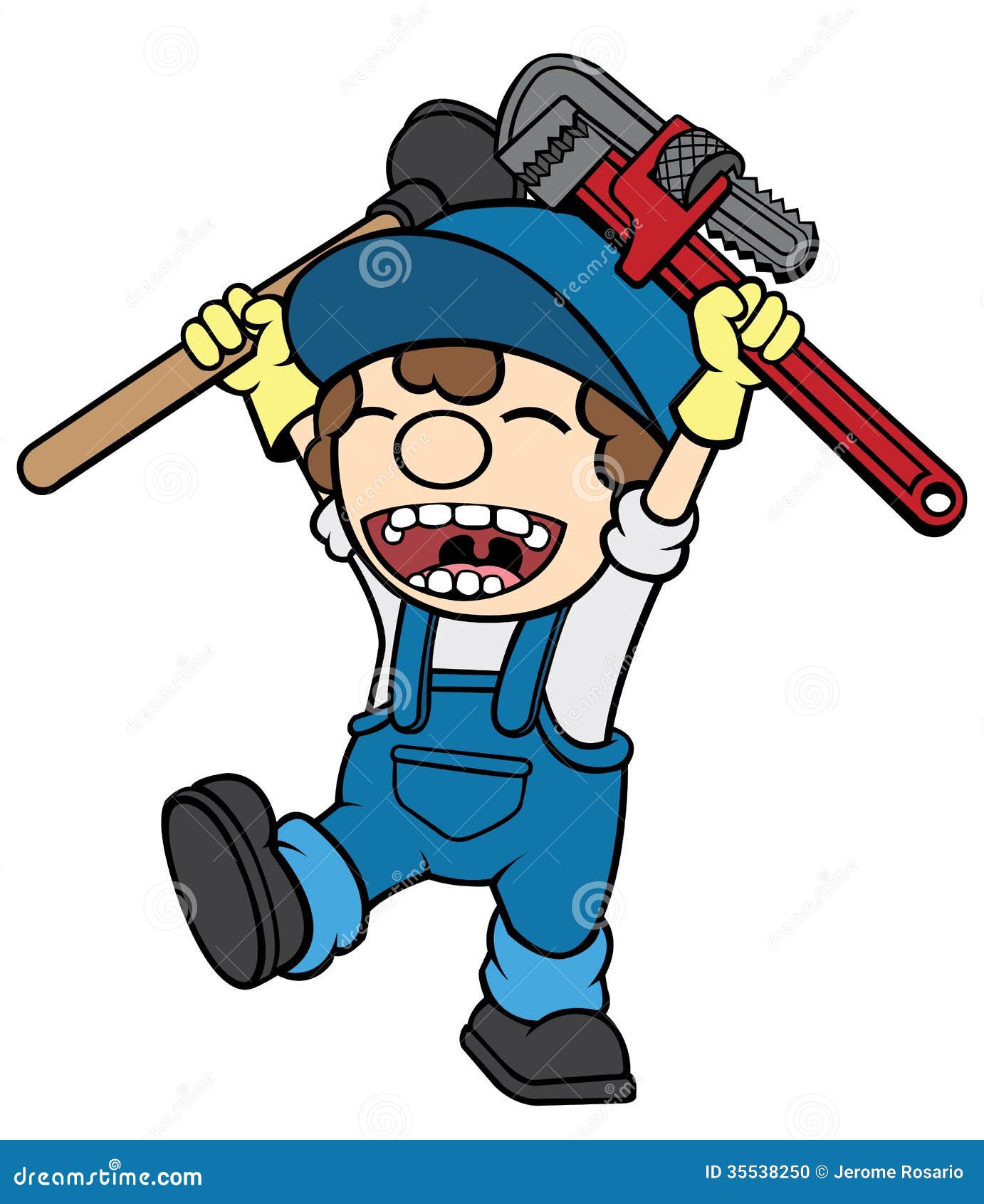 Plombier heureux illustration de vecteur. Illustration du blanc - 35538250