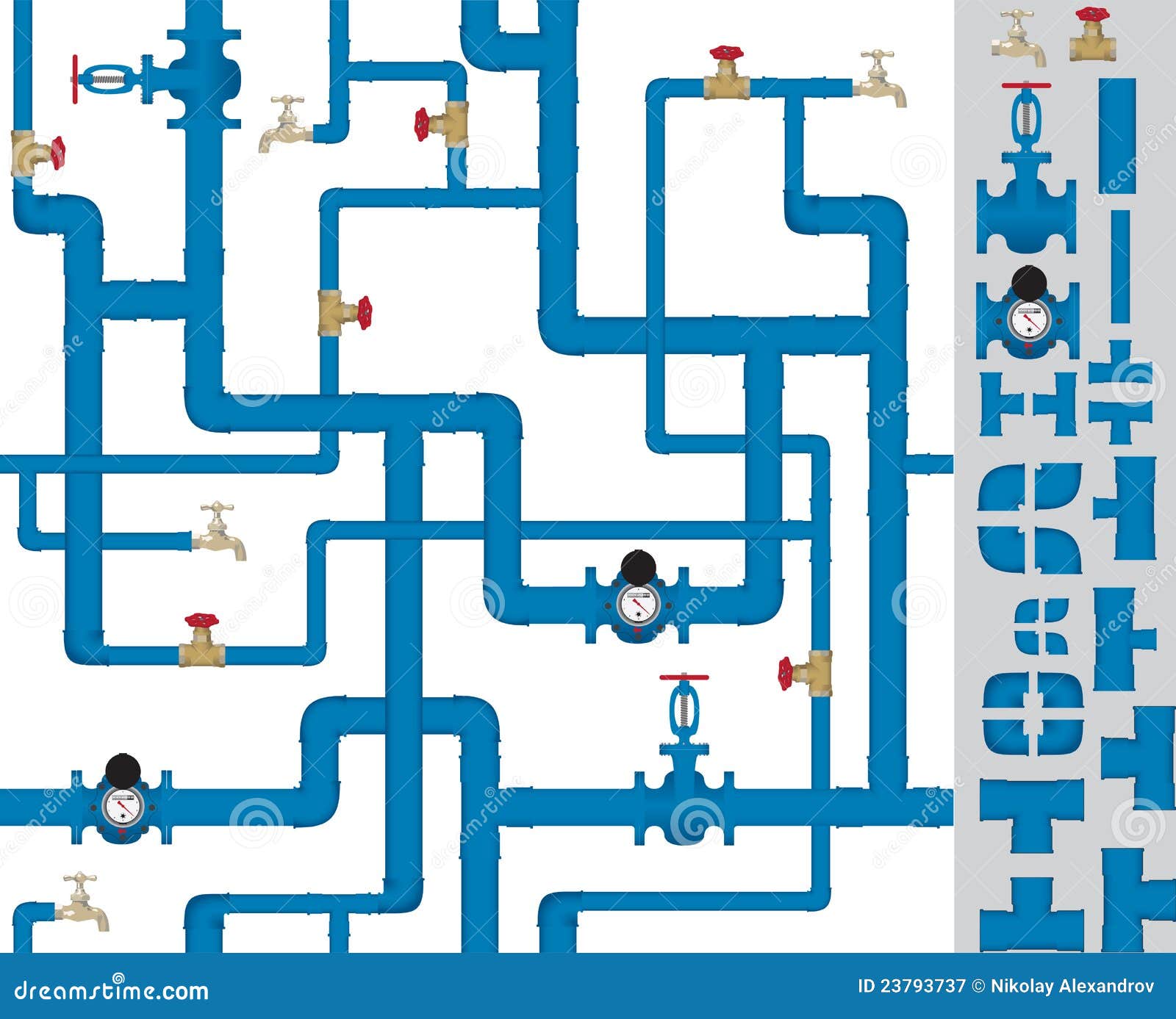 Plomería ilustración del vector. Ilustración de piezas - 23793737