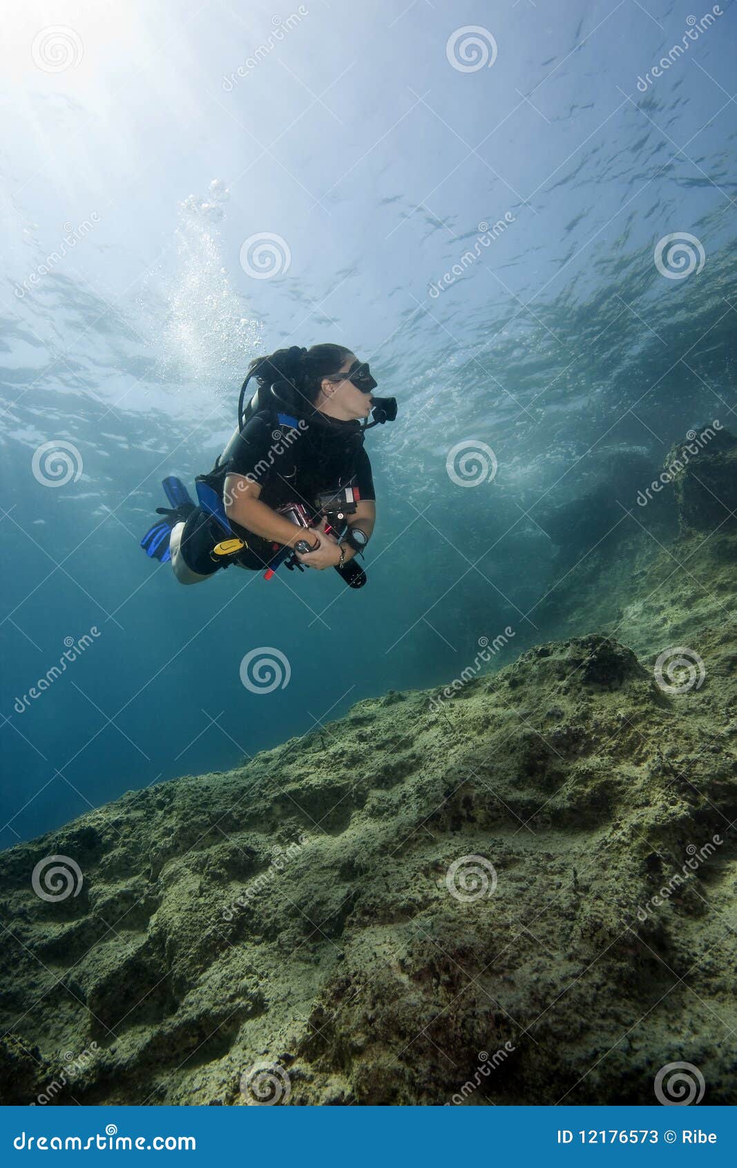 Plongée à l'air image stock. Image du scaphandre, natation - 12176573