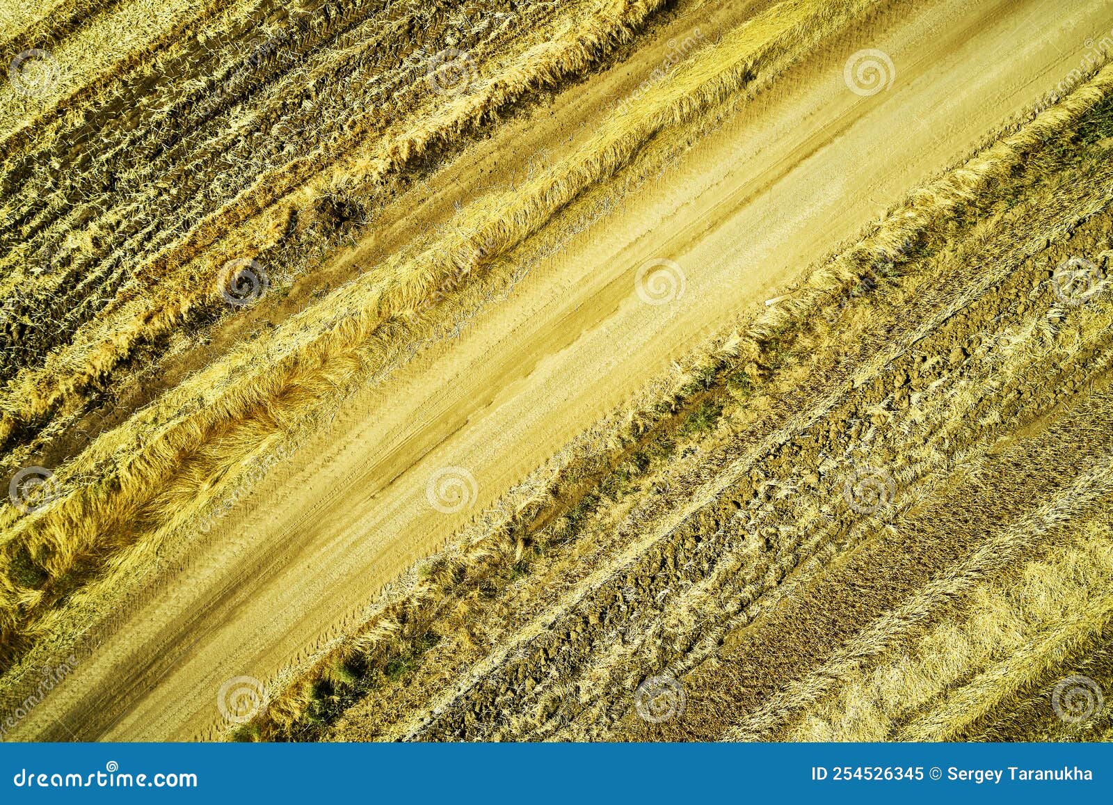 Plot of Dusty Country Road among Fields Close-up Top View Background ...