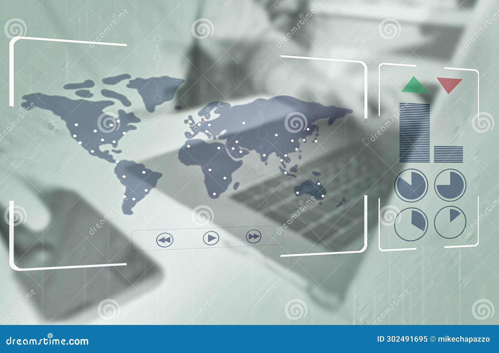 Plot Locations On World Map With Controller Stock Photo | CartoonDealer ...