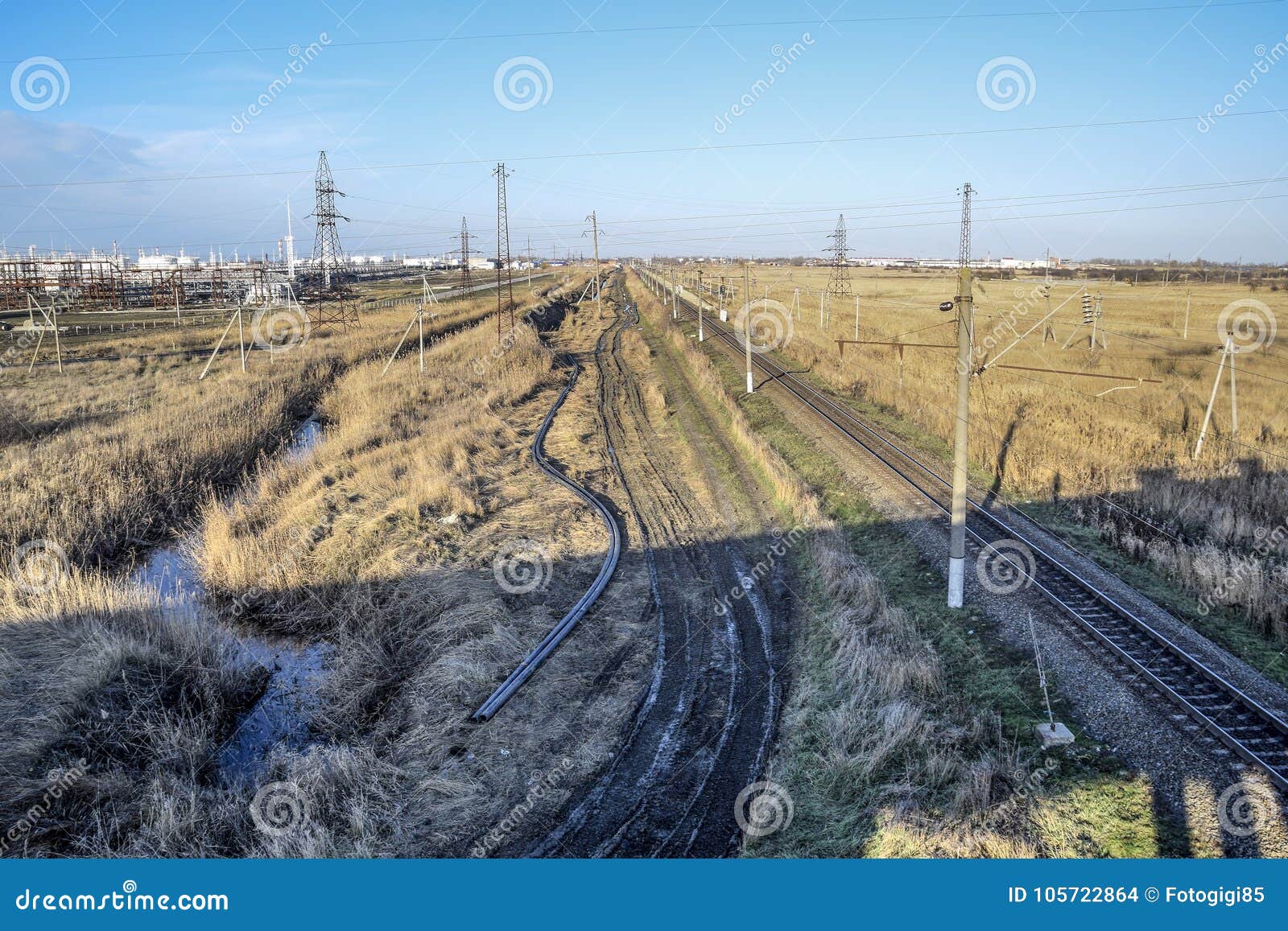 Plot Railway. Top View on the Rails Stock Photo - Image of blue ...