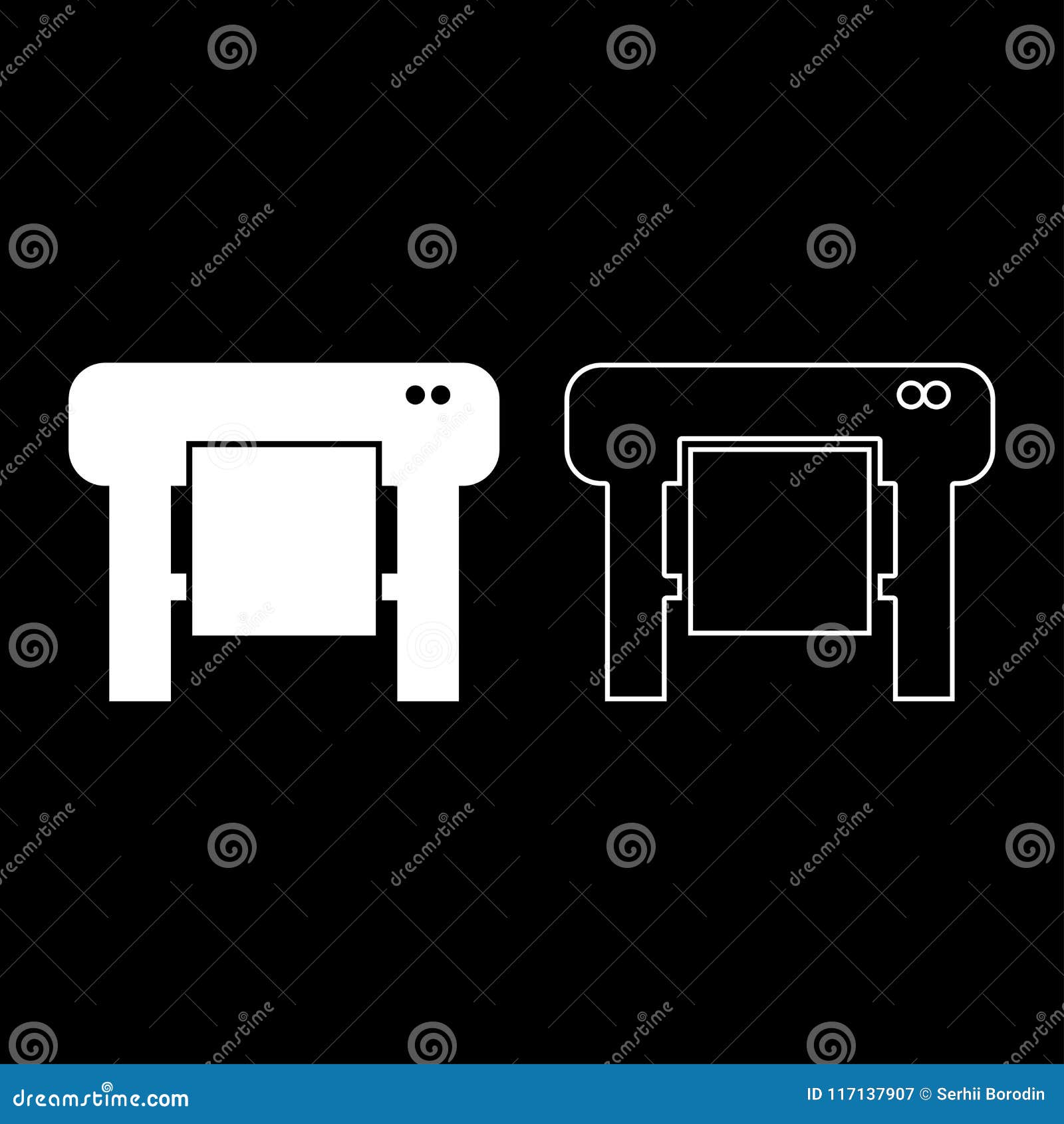 Plotter Icon Set White Color Illustration Flat Style Simple Image Stock ...