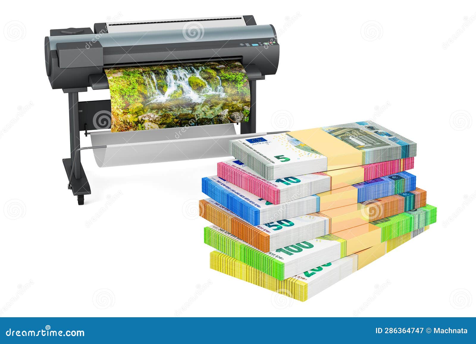 Plotter, Large Format Inkjet Printer with Euro Packs. 3D Rendering ...