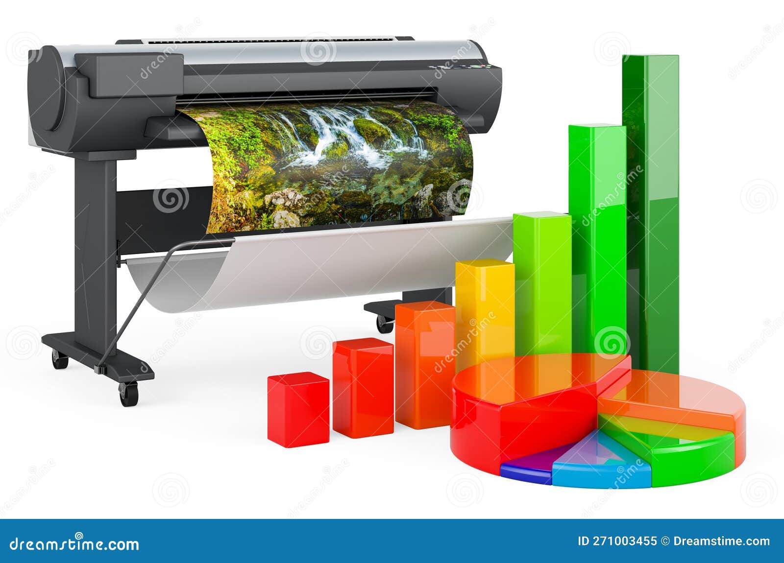 Plotter, Large Format Inkjet Printer with Growth Bar Graph and Pie ...