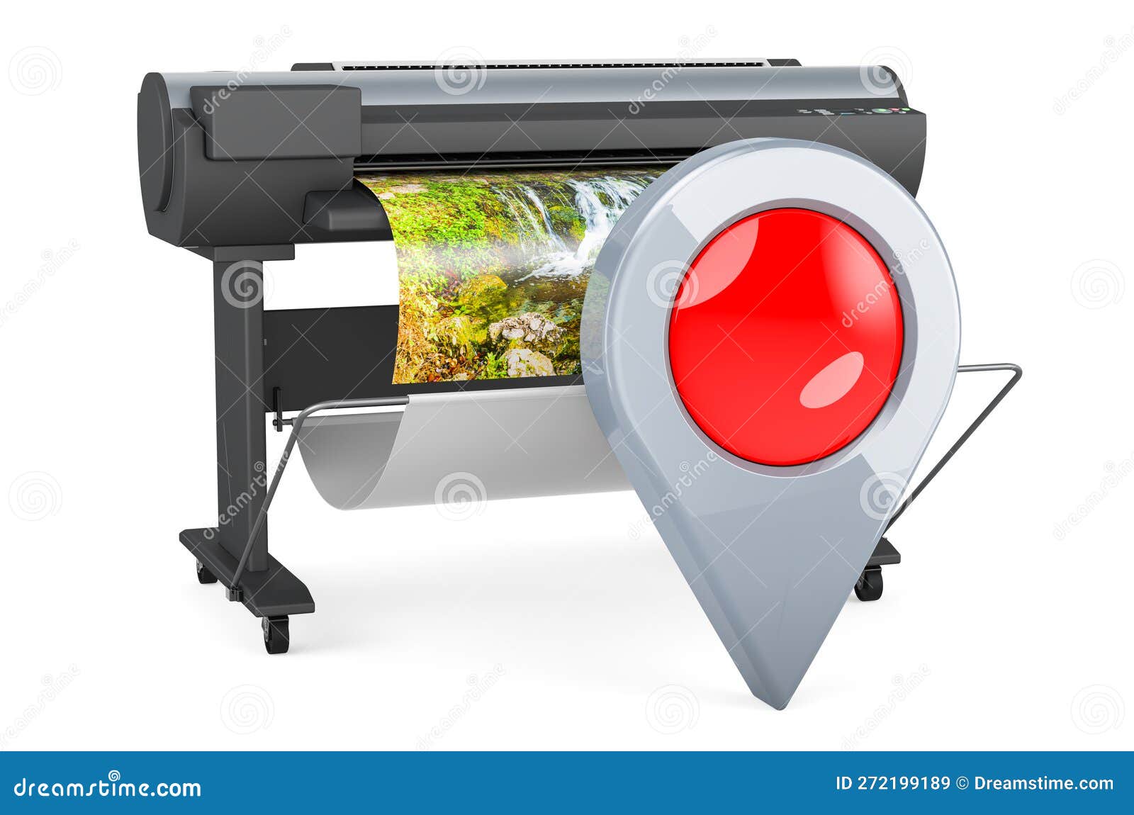 Plotter, Large Format Inkjet Printer with Map Pointer. 3D Rendering ...