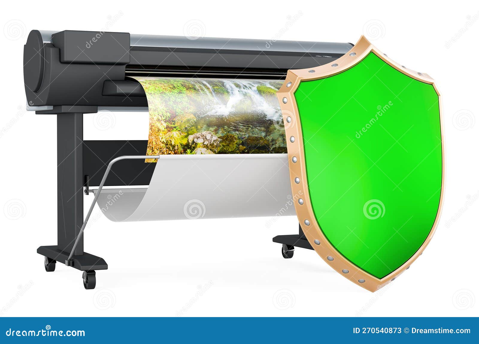 Plotter, Large Format Inkjet Printer with Shield, 3D Rendering Stock ...