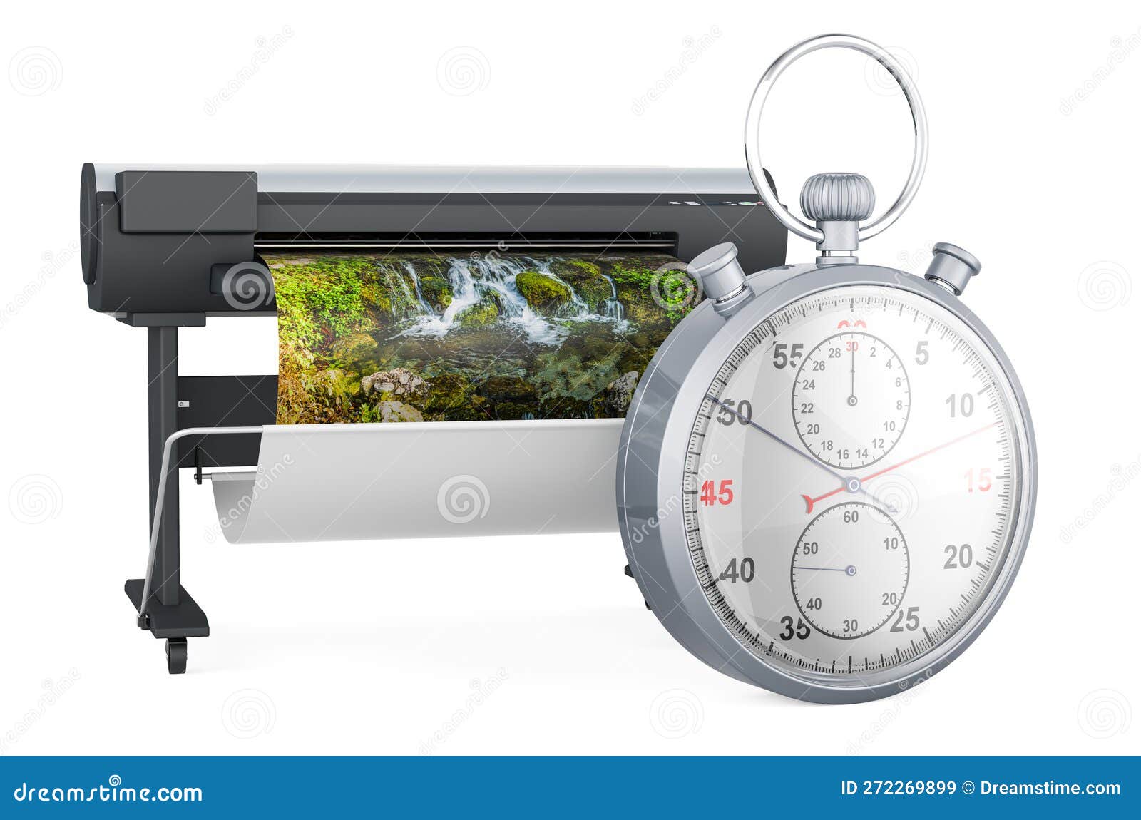 Plotter, Large Format Inkjet Printer with Stopwatch, 3D Rendering Stock ...