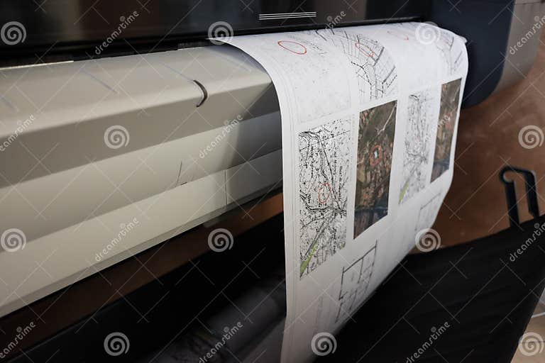 Plotter Print Technical Drawing Stock Photo - Image of white, press ...