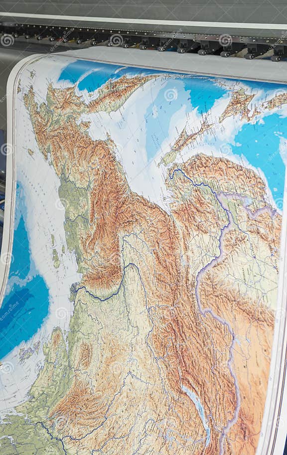 Plotter printing map stock photo. Image of geography - 34802844