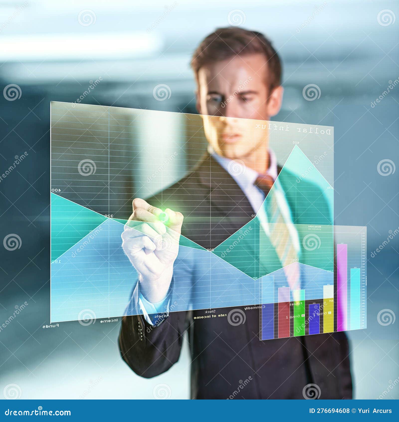 Plotting Projections with Just a Touch. a Handsome Young Businessman ...