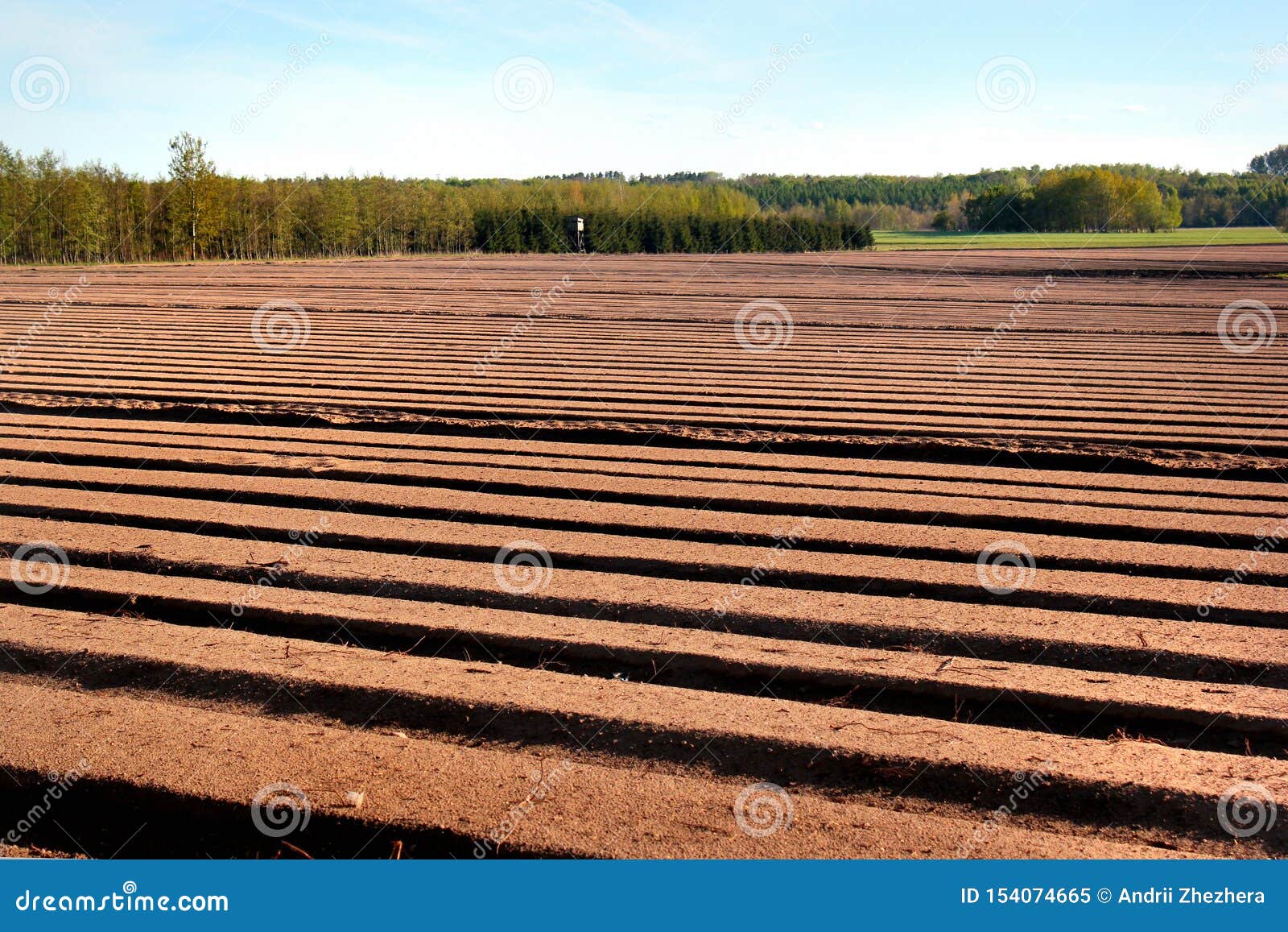 Ploughed and tilled field stock image. Image of furrows - 154074665