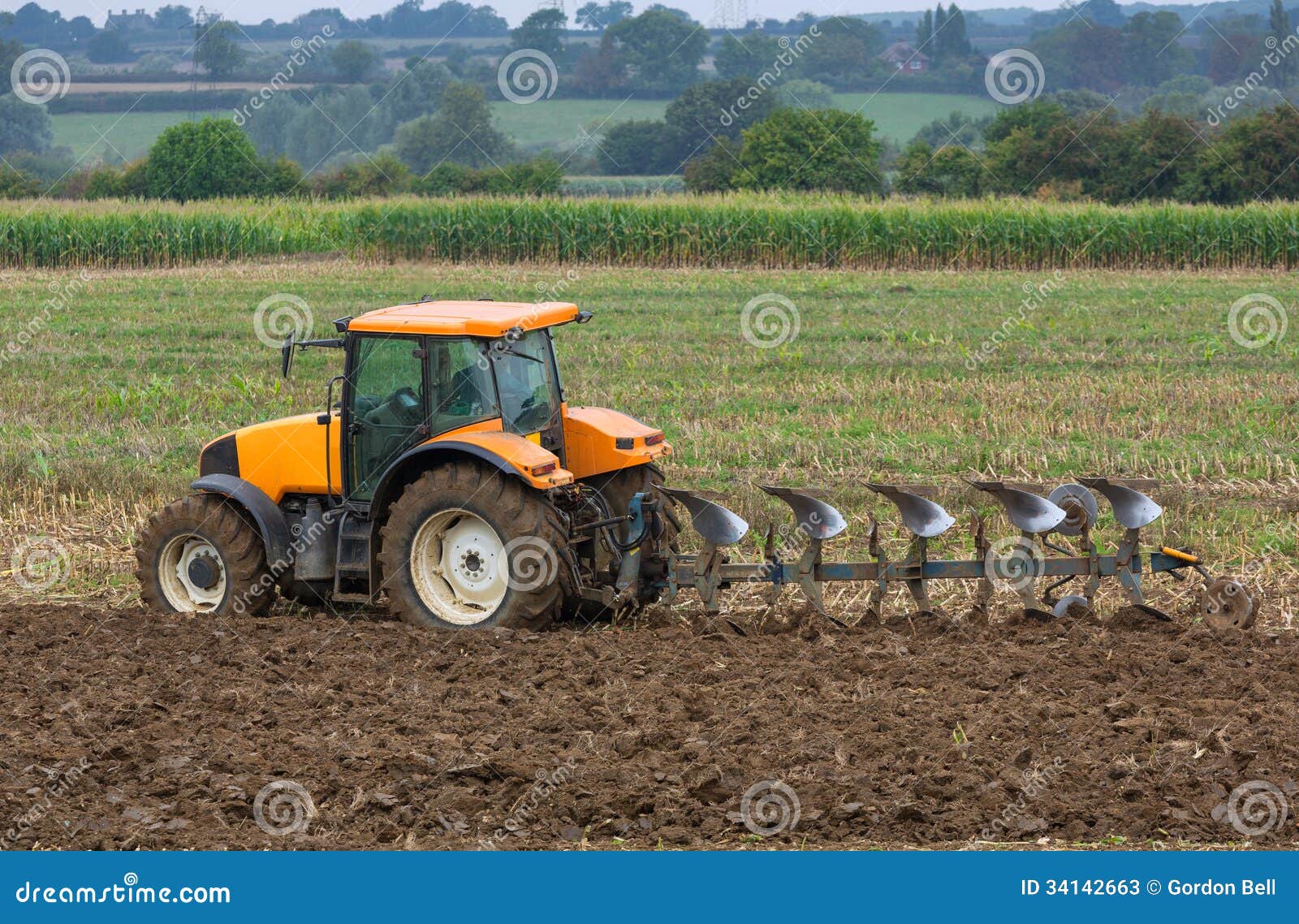 Ploughing stock image. Image of landscaped, tractor, maize - 34142663