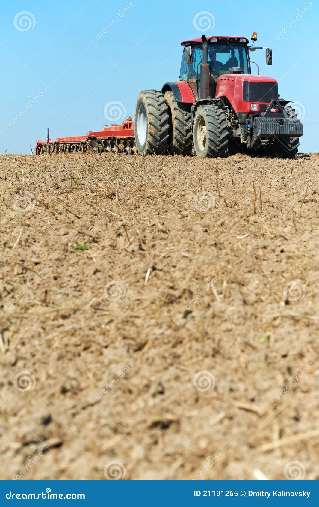 Ploughing Tractor at Field Cultivation Work Stock Image - Image of plow ...