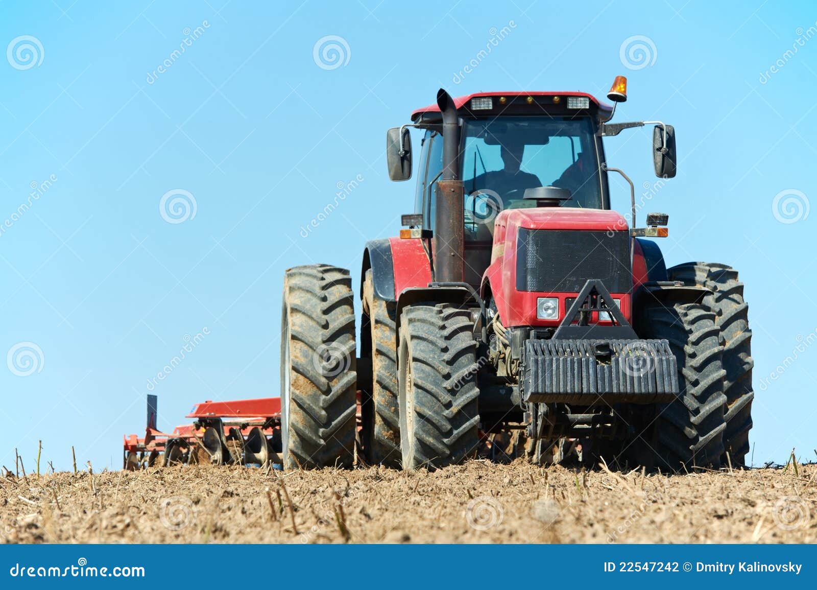 Ploughing Tractor at Field Cultivation Work Stock Photo - Image of ...