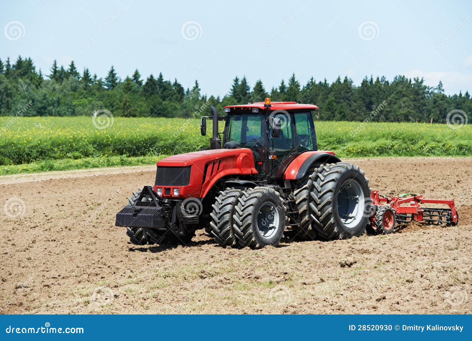 Ploughing Tractor at Field Cultivation Work Stock Photo - Image of ...