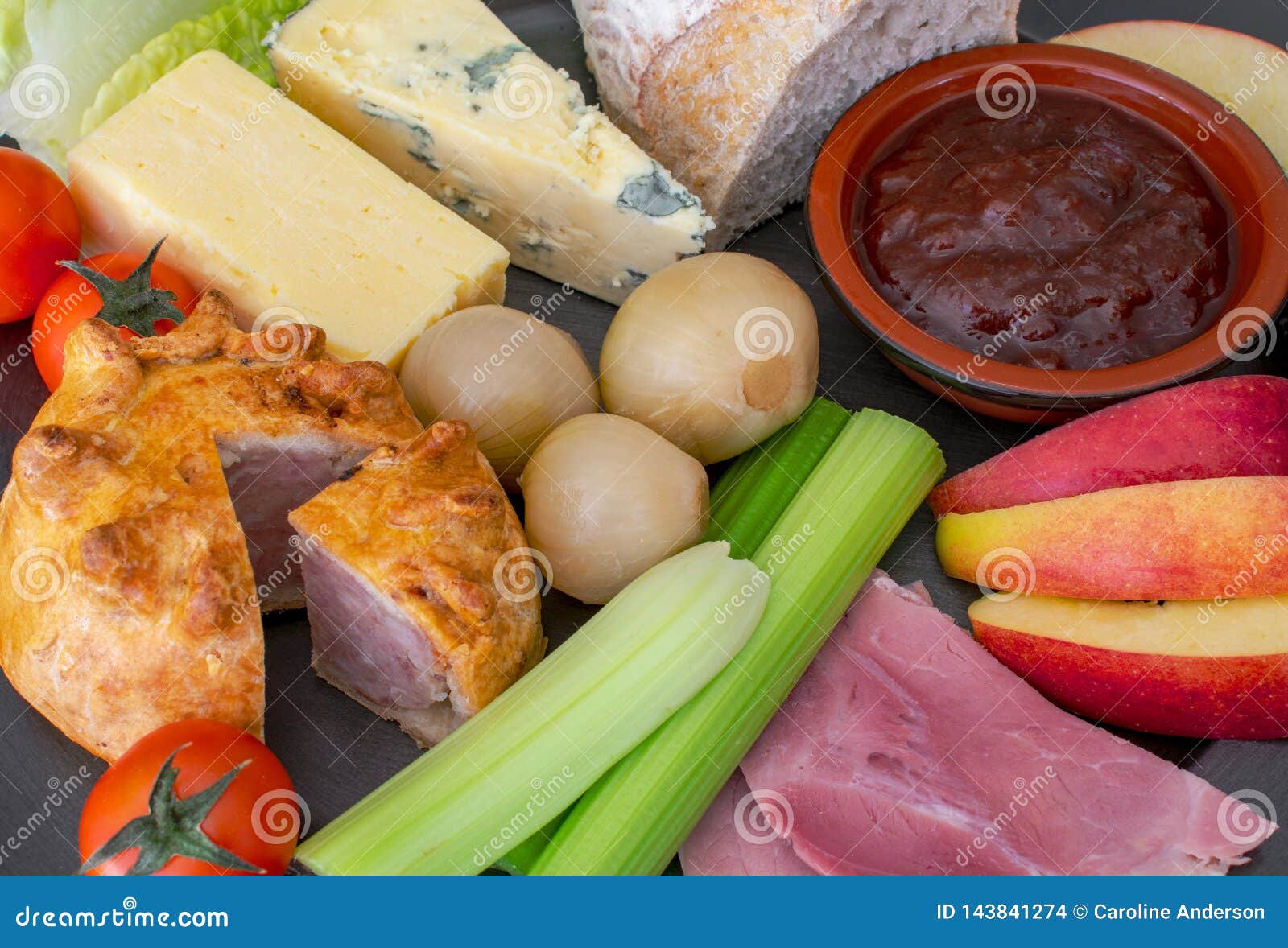 Ploughman`s Lunch, English Traditional Food Stock Photo - Image of ...