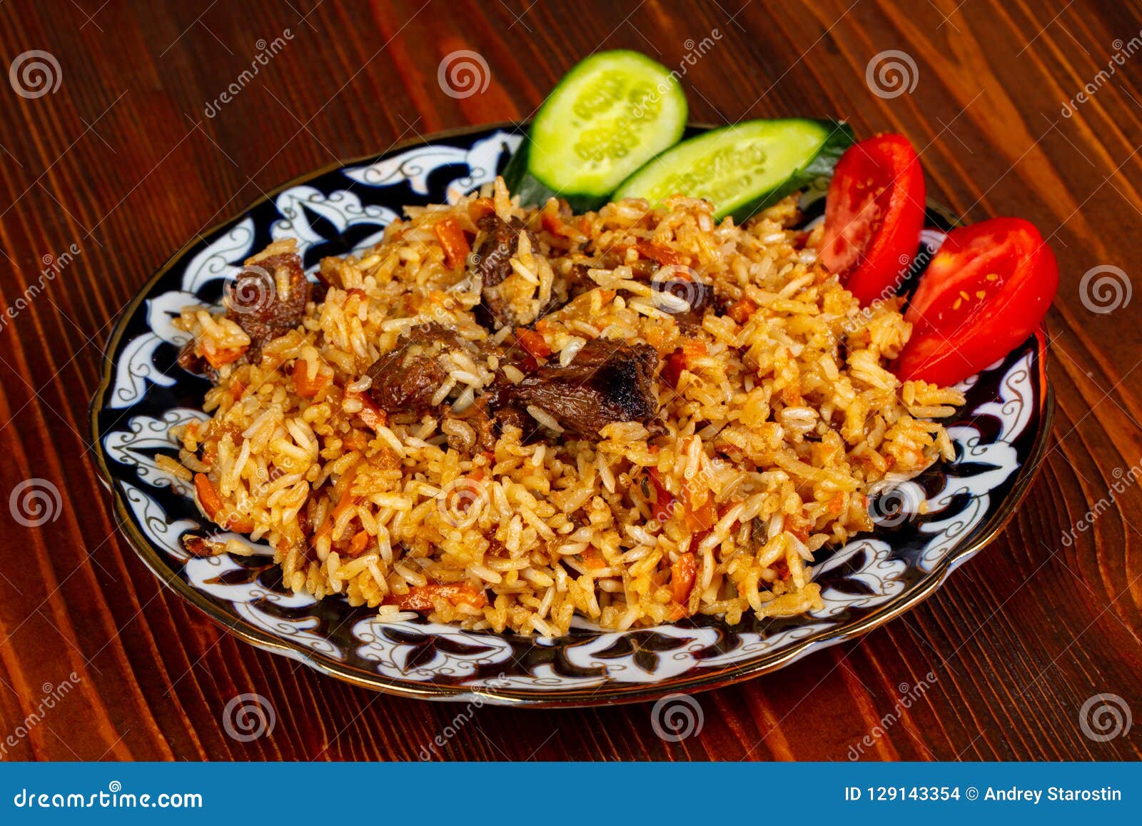 Plov with beef stock photo. Image of delicious, arabian - 129143354