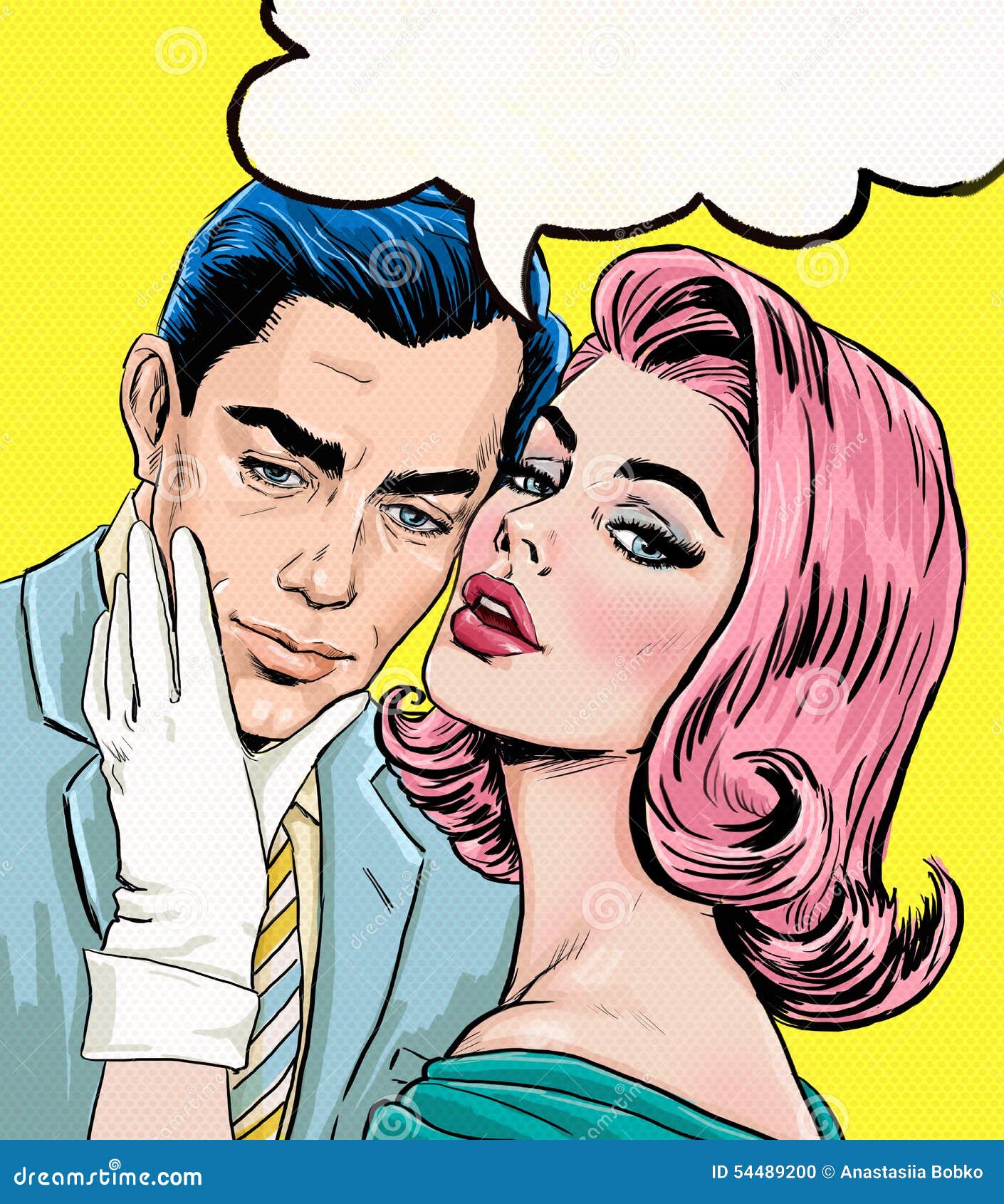 Plove Couple Pop Art Couple Pop Art Love Stock Illustration