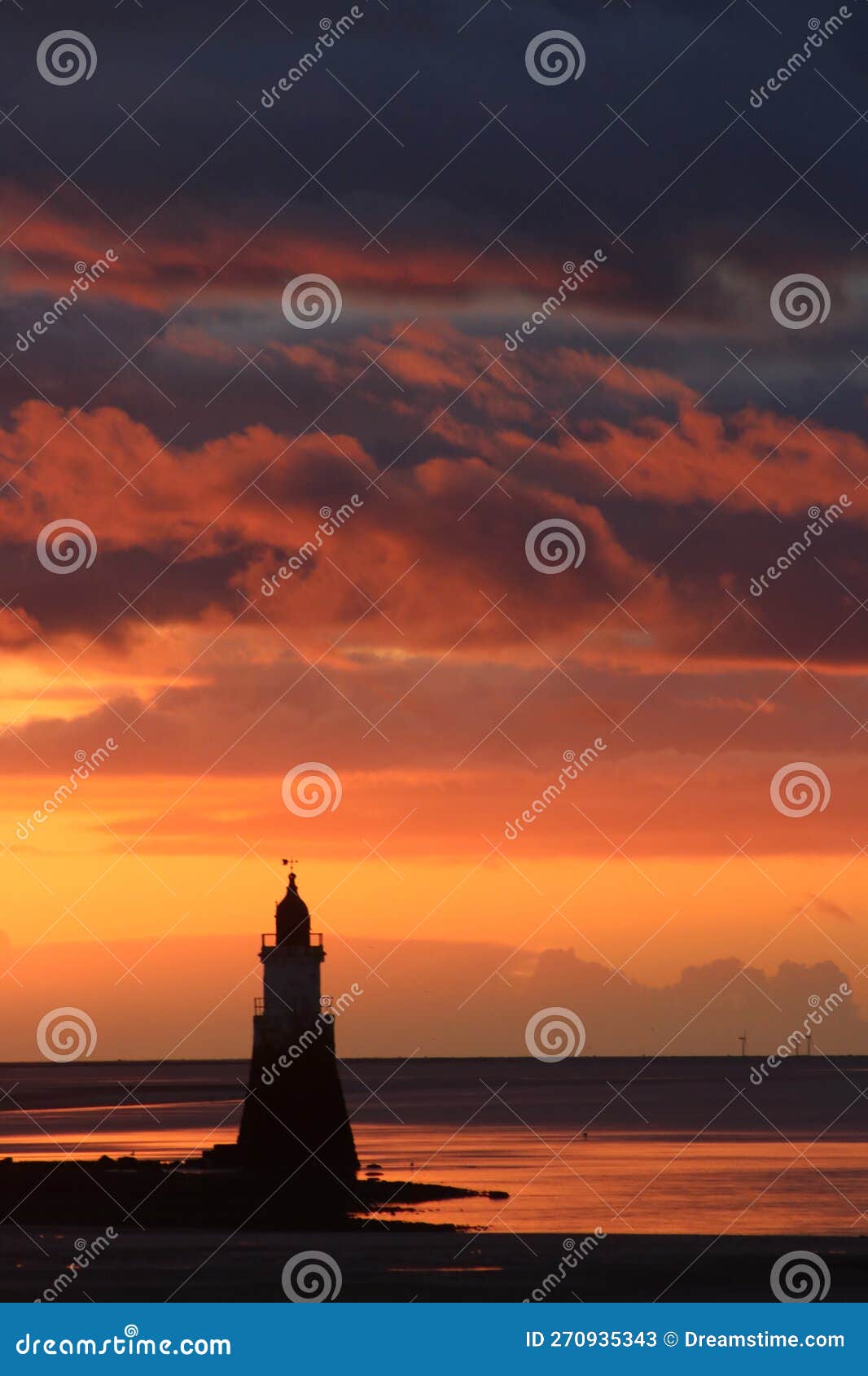 Plover Scar Lighthouse with Fiery Clouds Sunset Stock Image - Image of ...