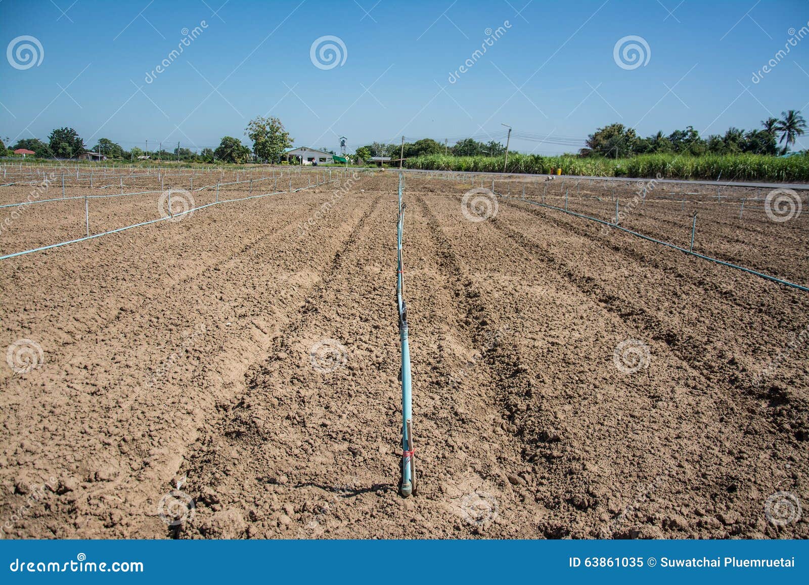 Plow Land and Irrigation System Ready for Agricultural Stock Image ...