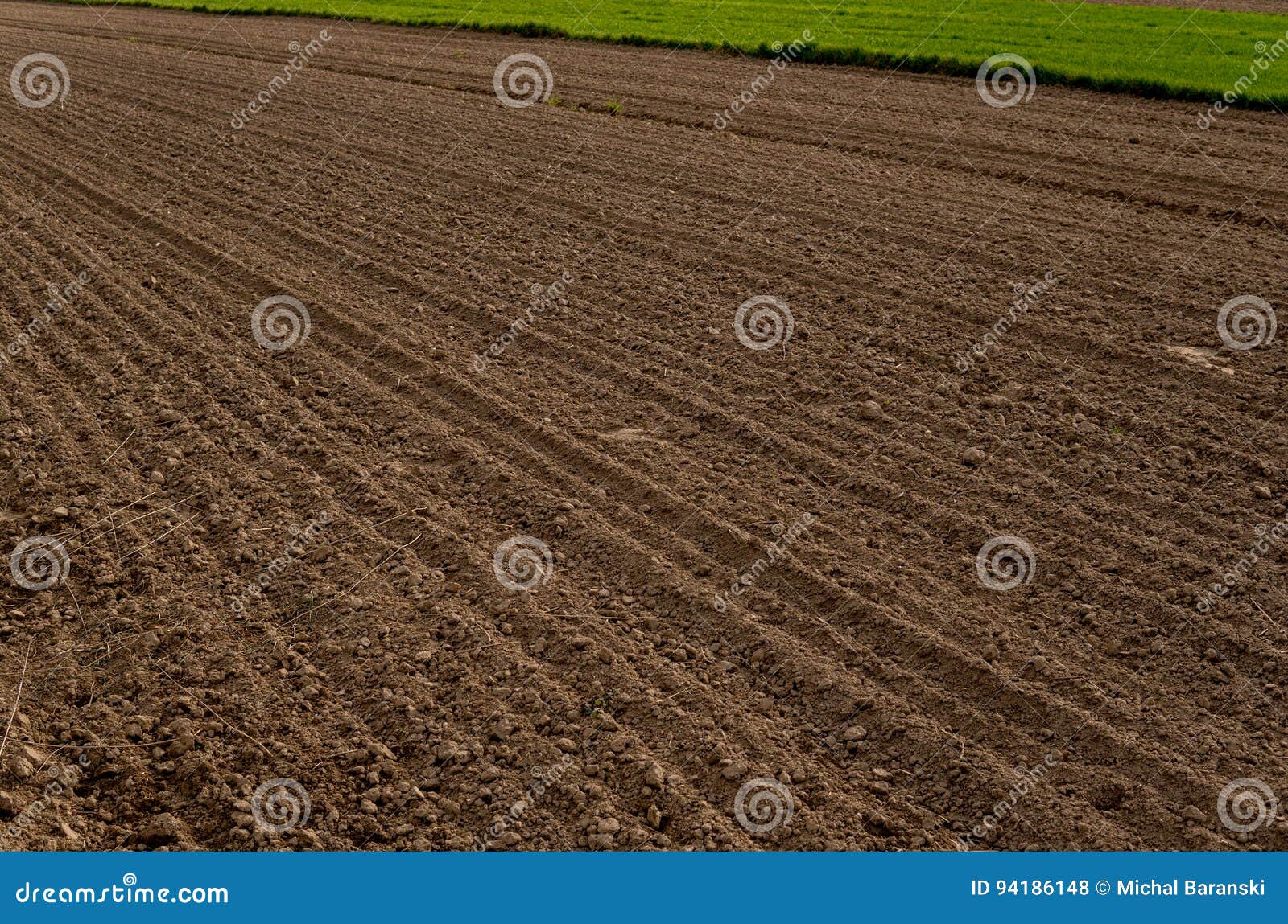 Plowed empty field stock photo. Image of start, agriculture - 94186148