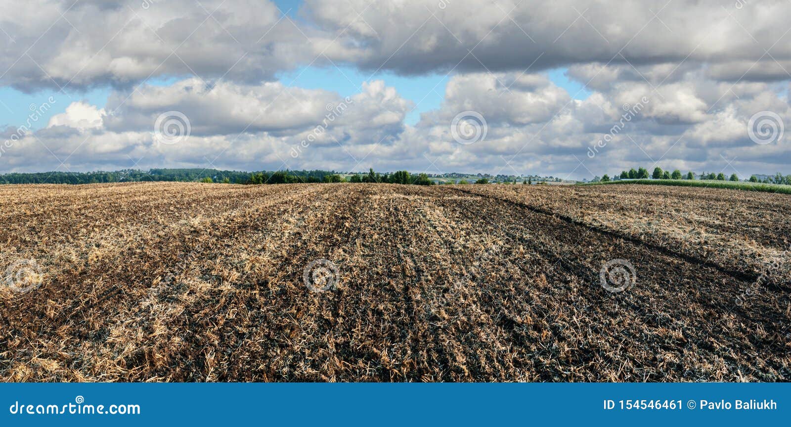 Plowed Farmlands, Arable Fields with Cloudly Sky Stock Image - Image of ...