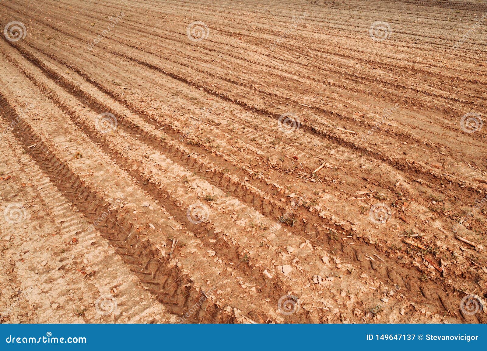 Plowed field land stock image. Image of plowing, plowed - 149647137