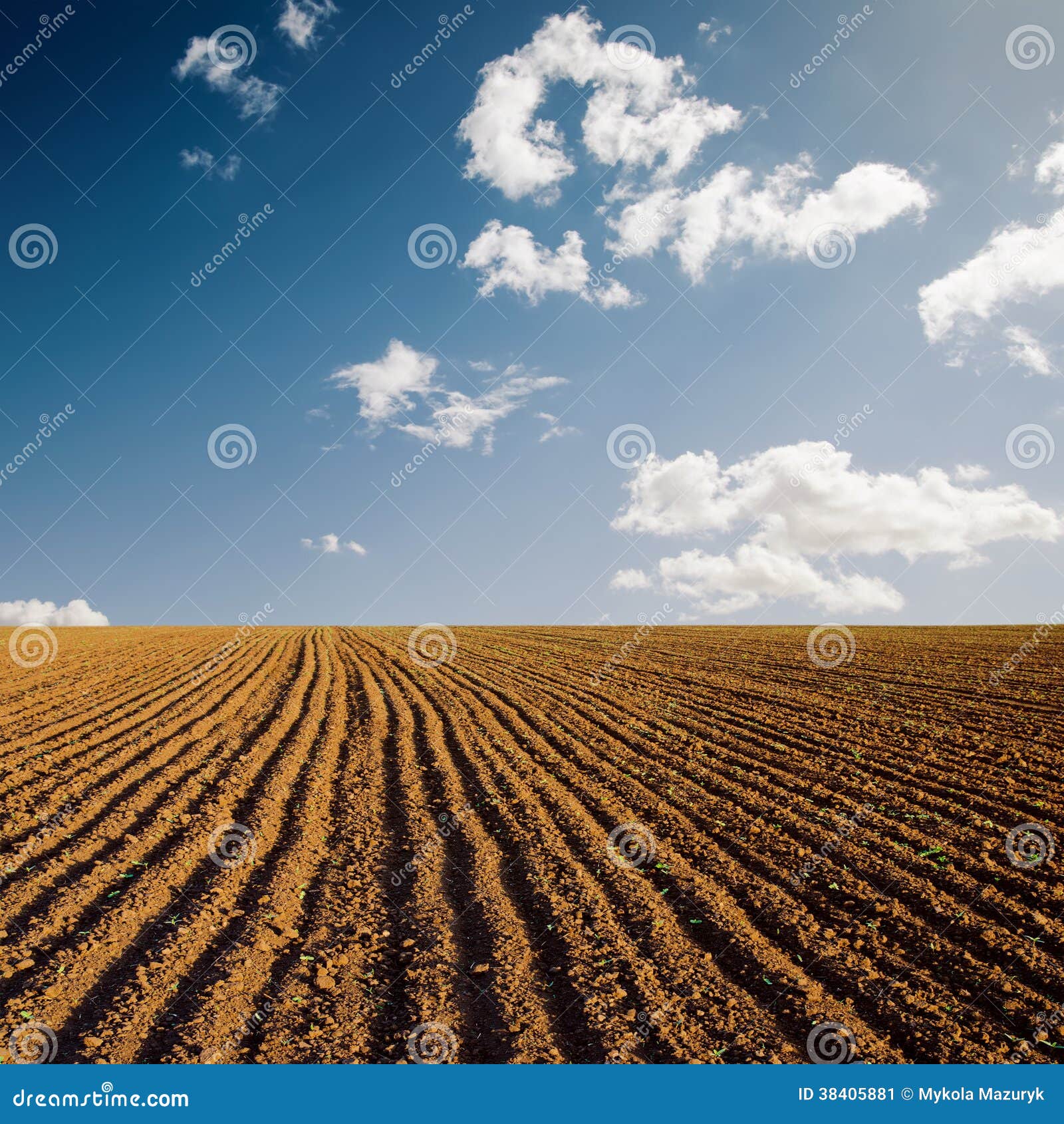 Plowed Field and Sky in Sunset Stock Image - Image of environment ...