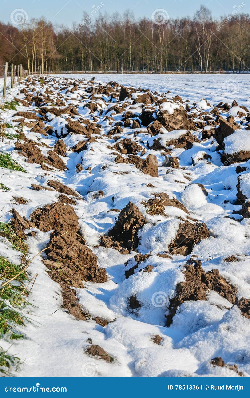Plowed Field with a Thin Layer of Snow Stock Image - Image of holland ...