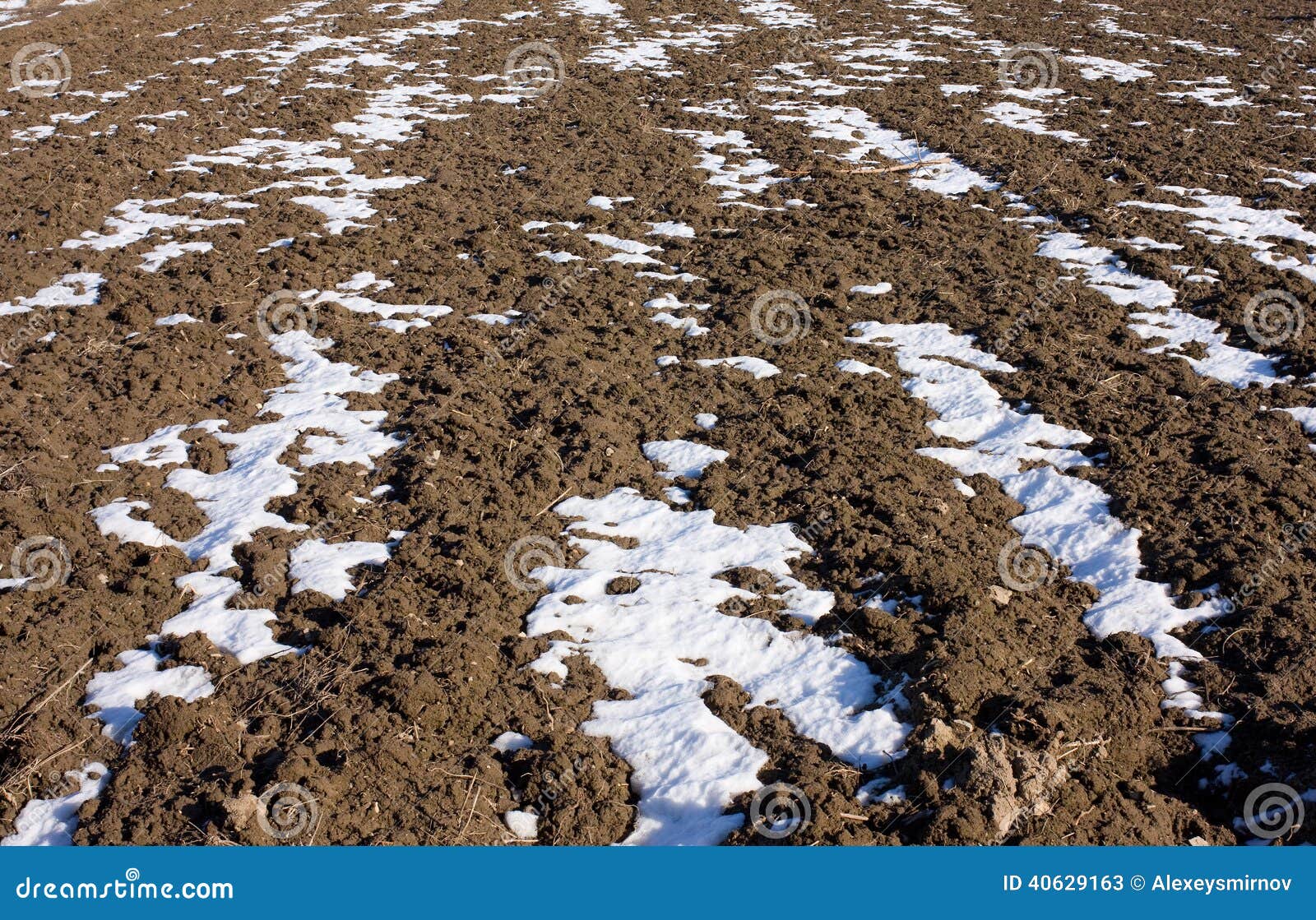 Plowed Field Under the Melting Snow Stock Image - Image of grunge ...
