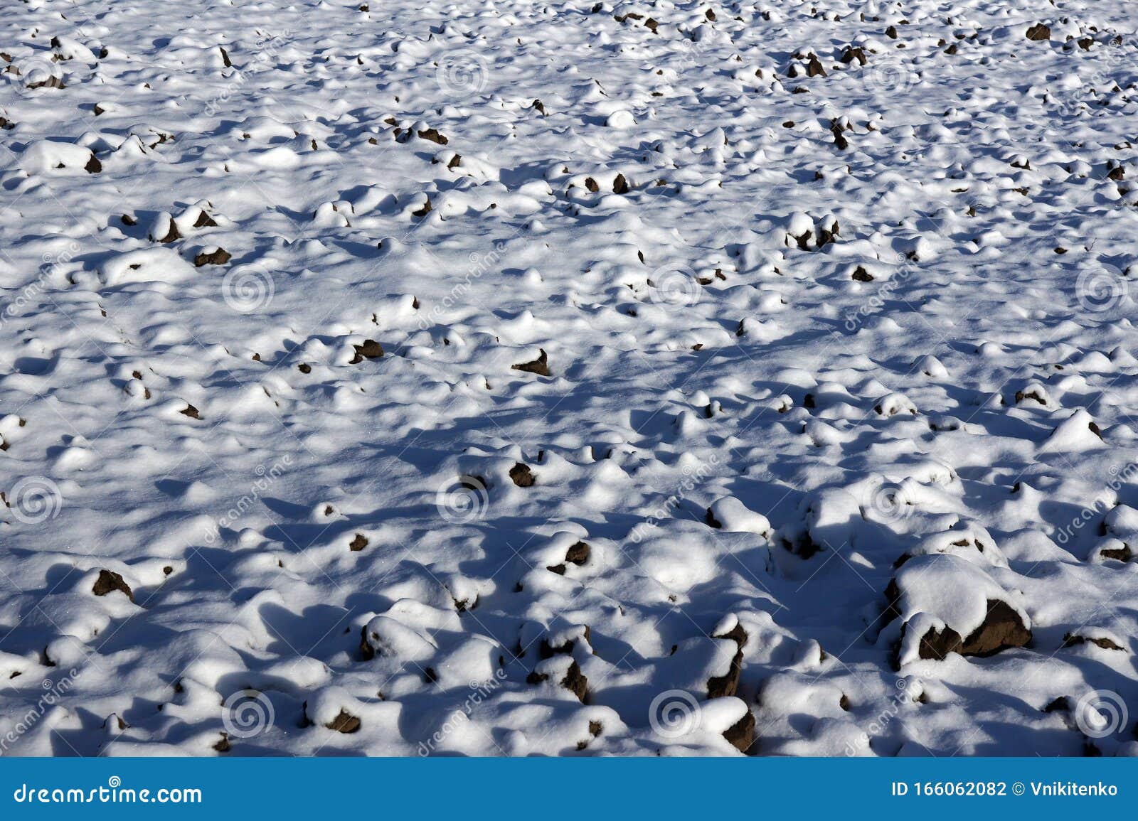 Plowed Field Under the Snow Stock Photo - Image of field, tillage ...