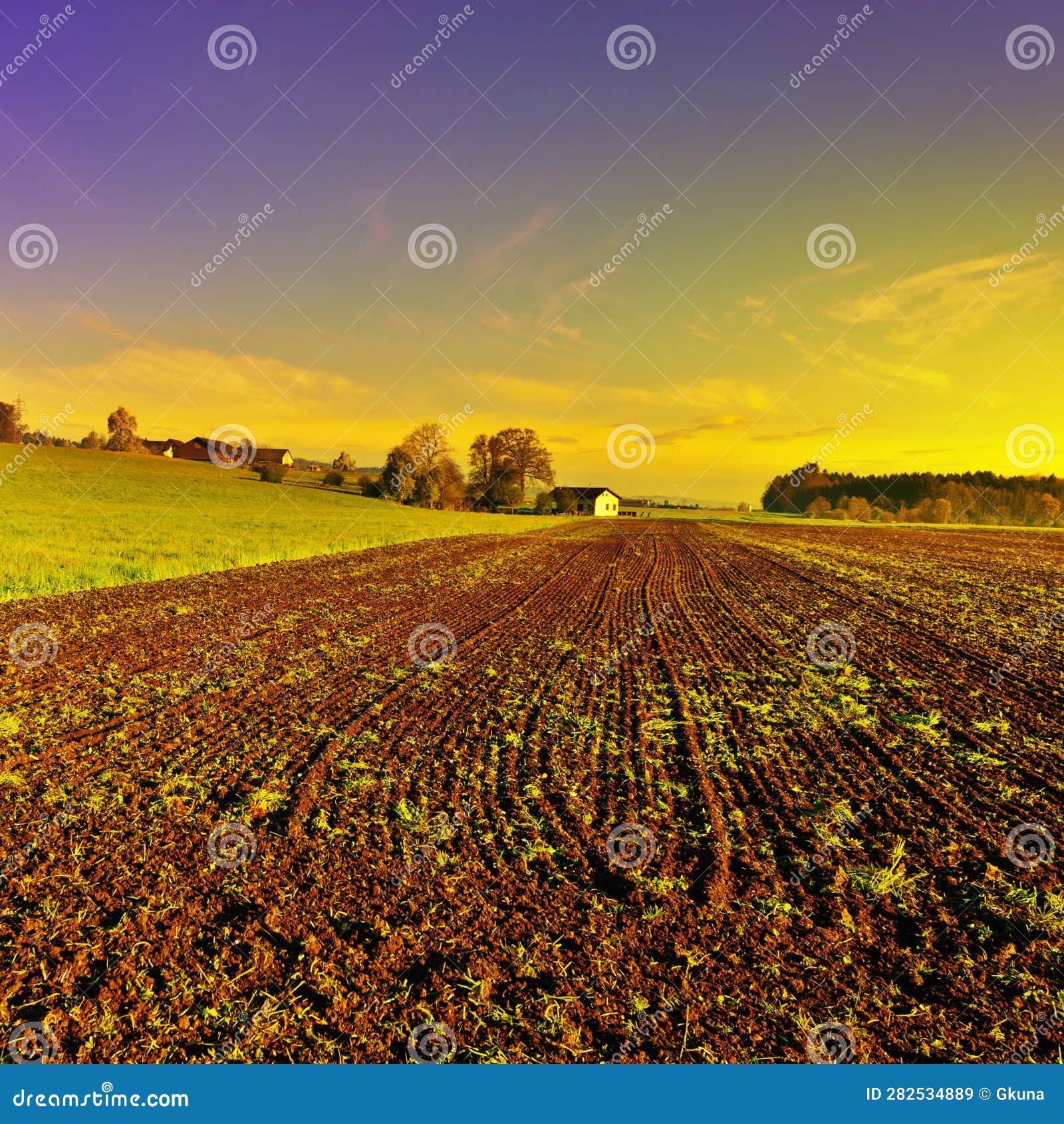 Plowed Fields stock image. Image of agriculture, furrow - 282534889