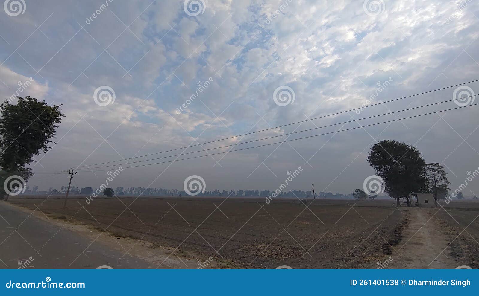 Plowed Land White Cloud and Adjoining Road and Pathway Stock Photo ...