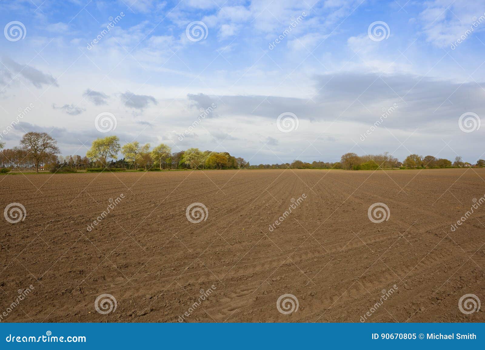Plowed soil in springtime stock image. Image of scenery - 90670805