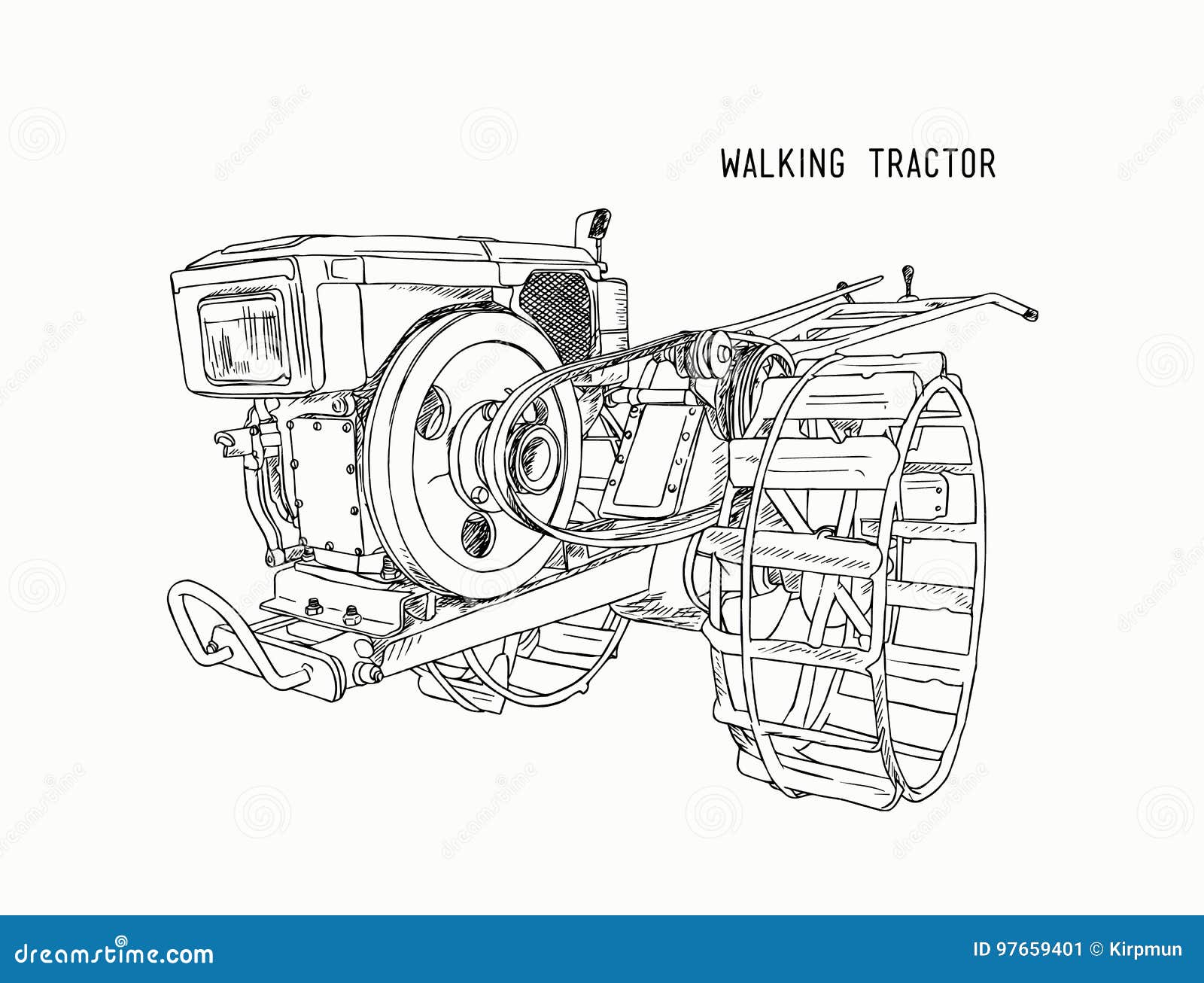 Plows Machine - Walking Tractor ,hand Draw Sketch Vector ...
