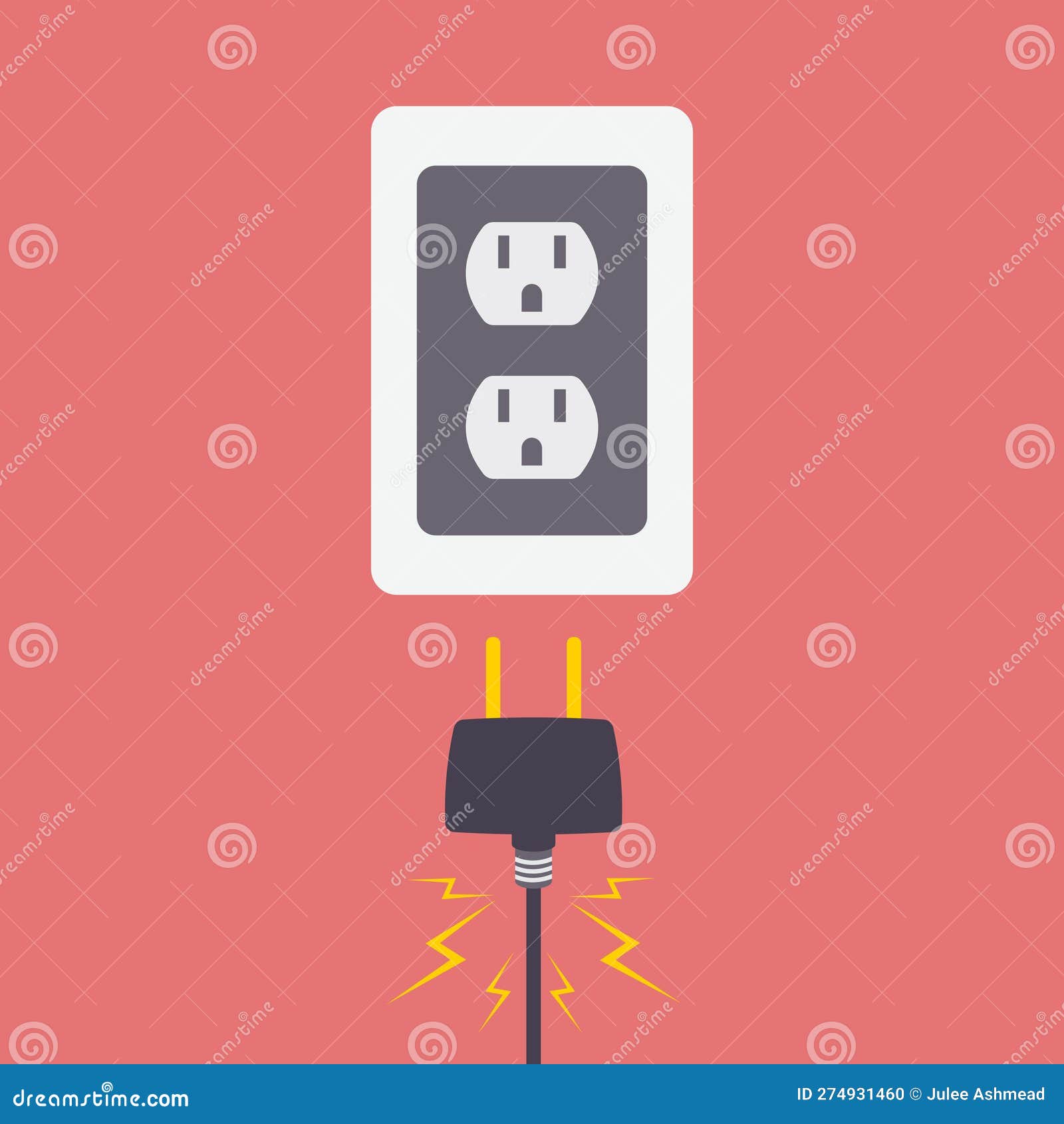 Plugging into a Wall Electrical Outlet Socket Vector Illustration ...