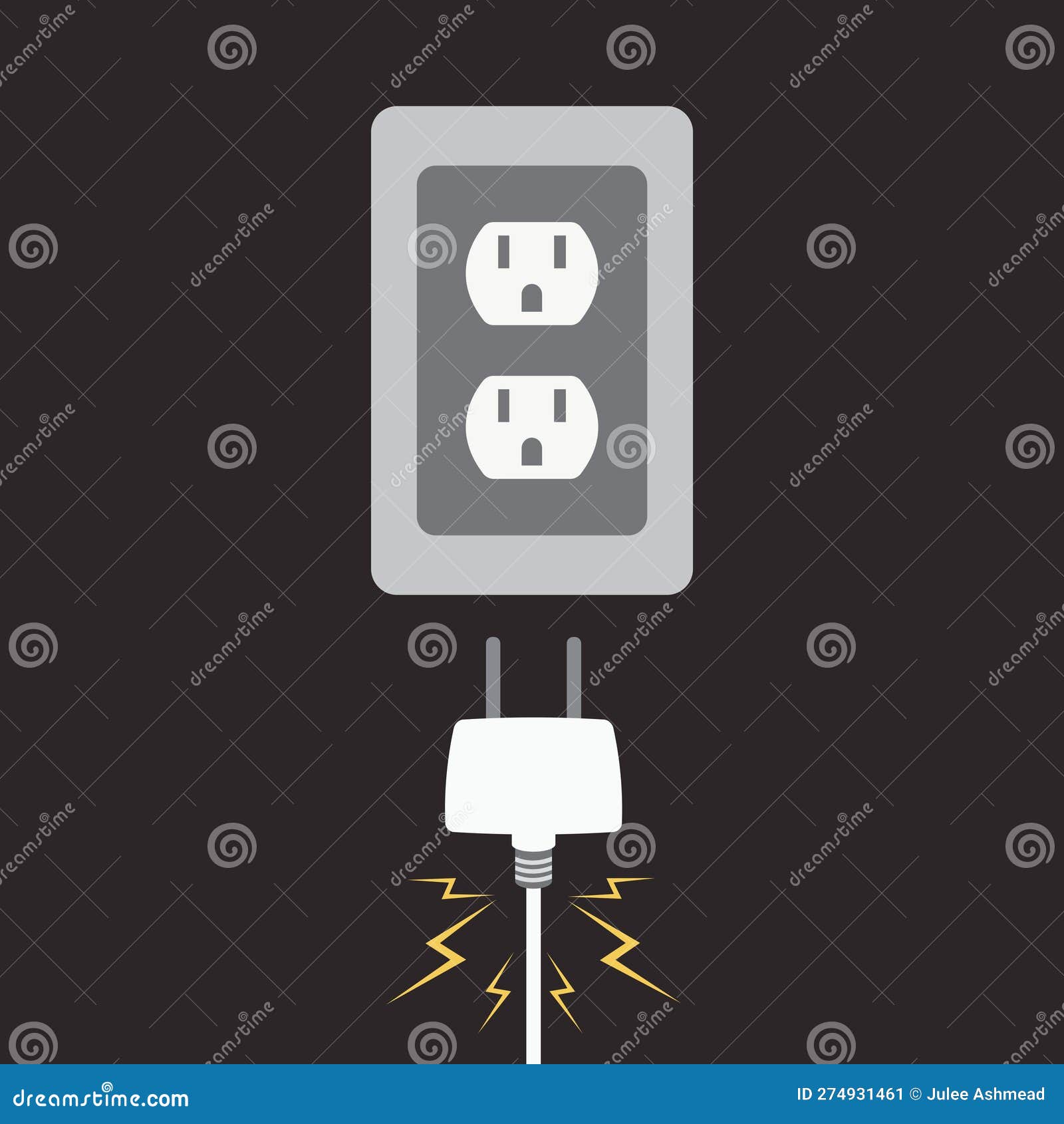 Plugging into a Wall Electrical Outlet Socket Vector Illustration ...