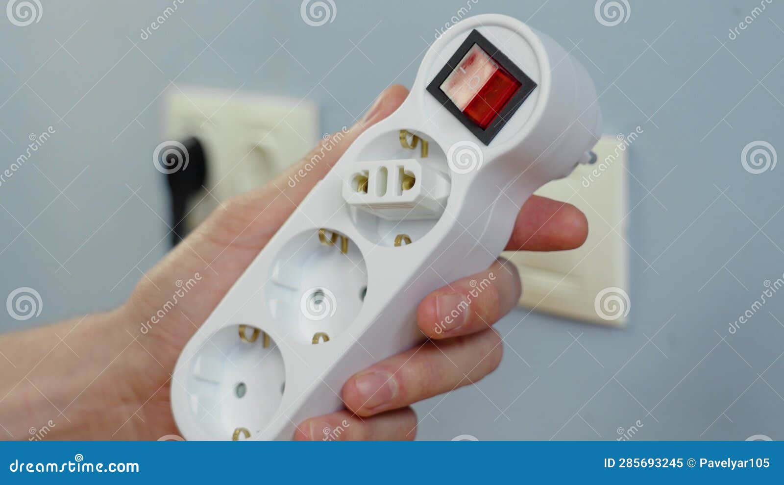 Plug Adapter Connected in an Electrical Splitter with European Sockets ...
