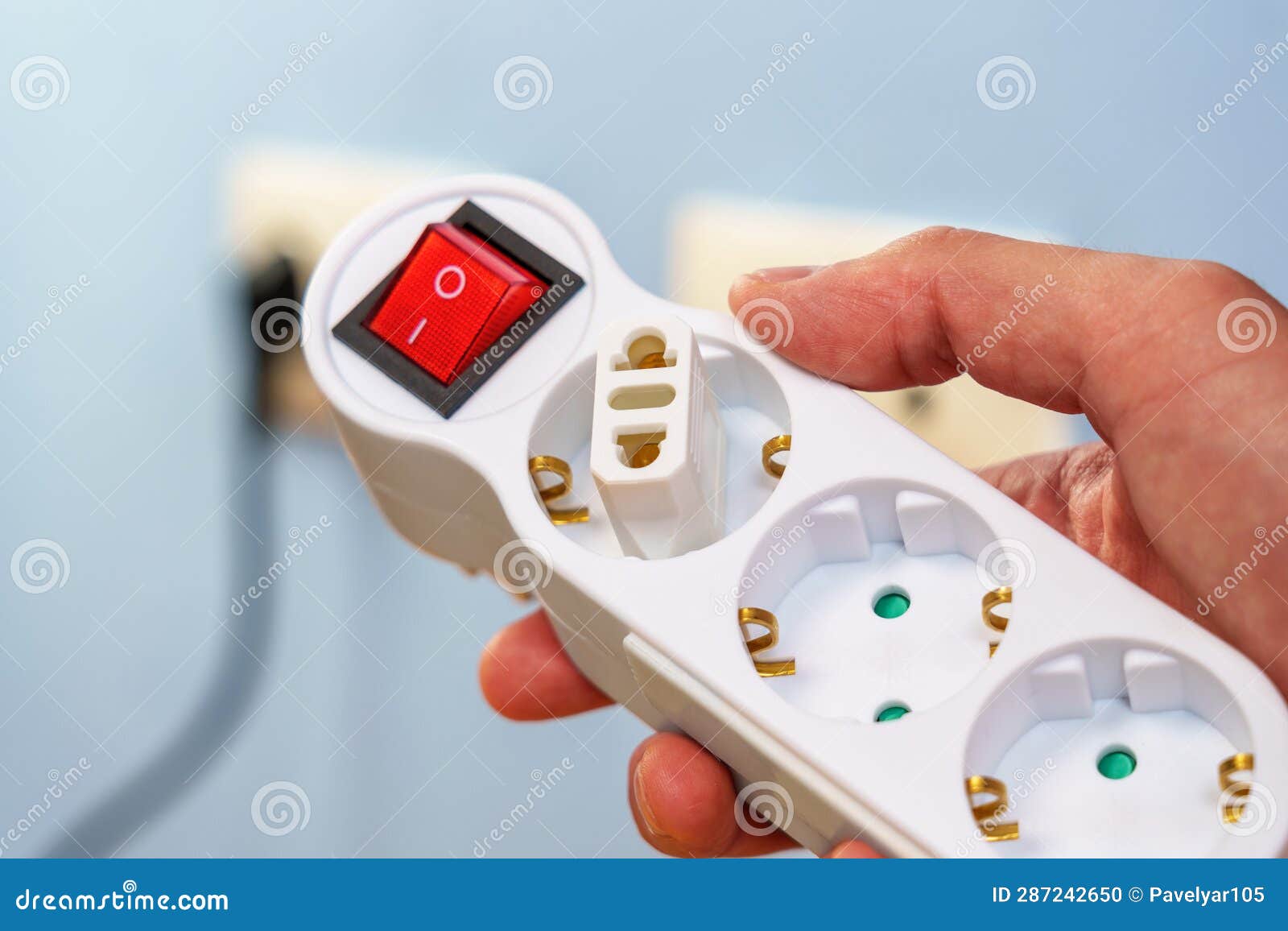 Plug Adapter Connected in an Electrical Splitter with European Sockets ...